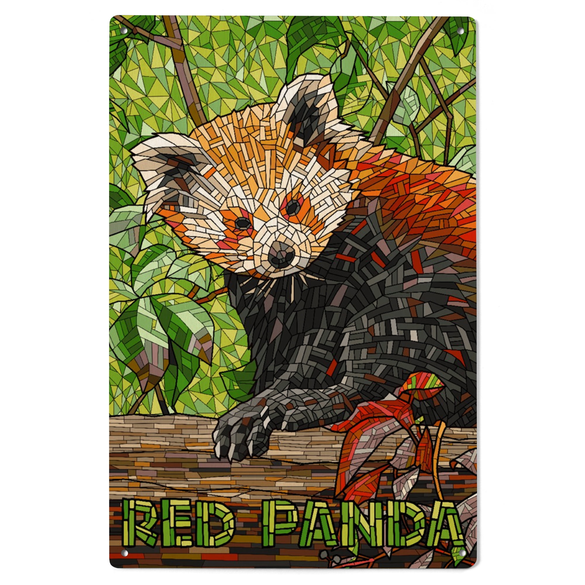 Red Panda, Mosaic Series Birch Wood Wall Sign (6x9 Rustic Home Decor ...