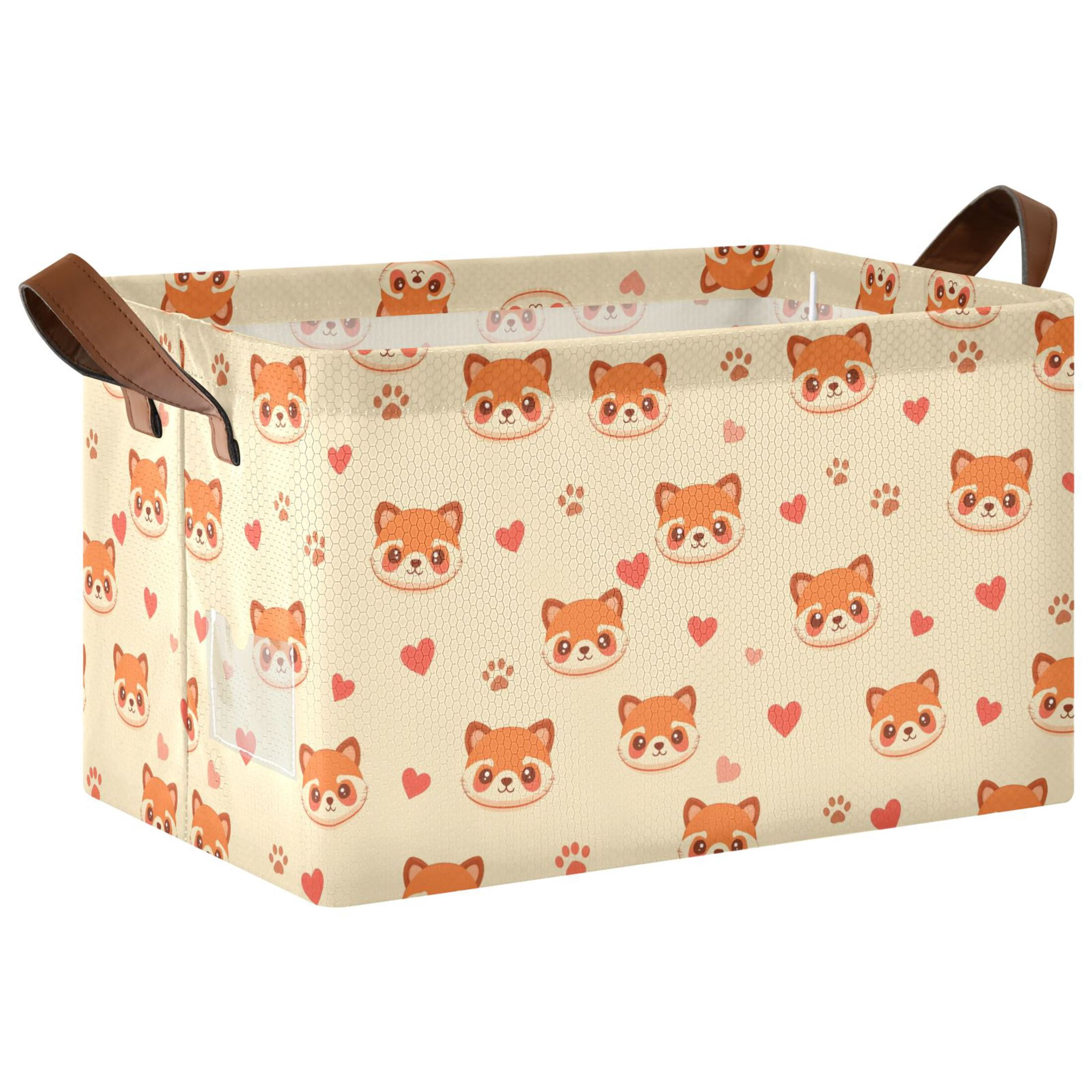 Red Panda Pattern Collapsible Storage Bin Open Home Shelf Basket Water ...