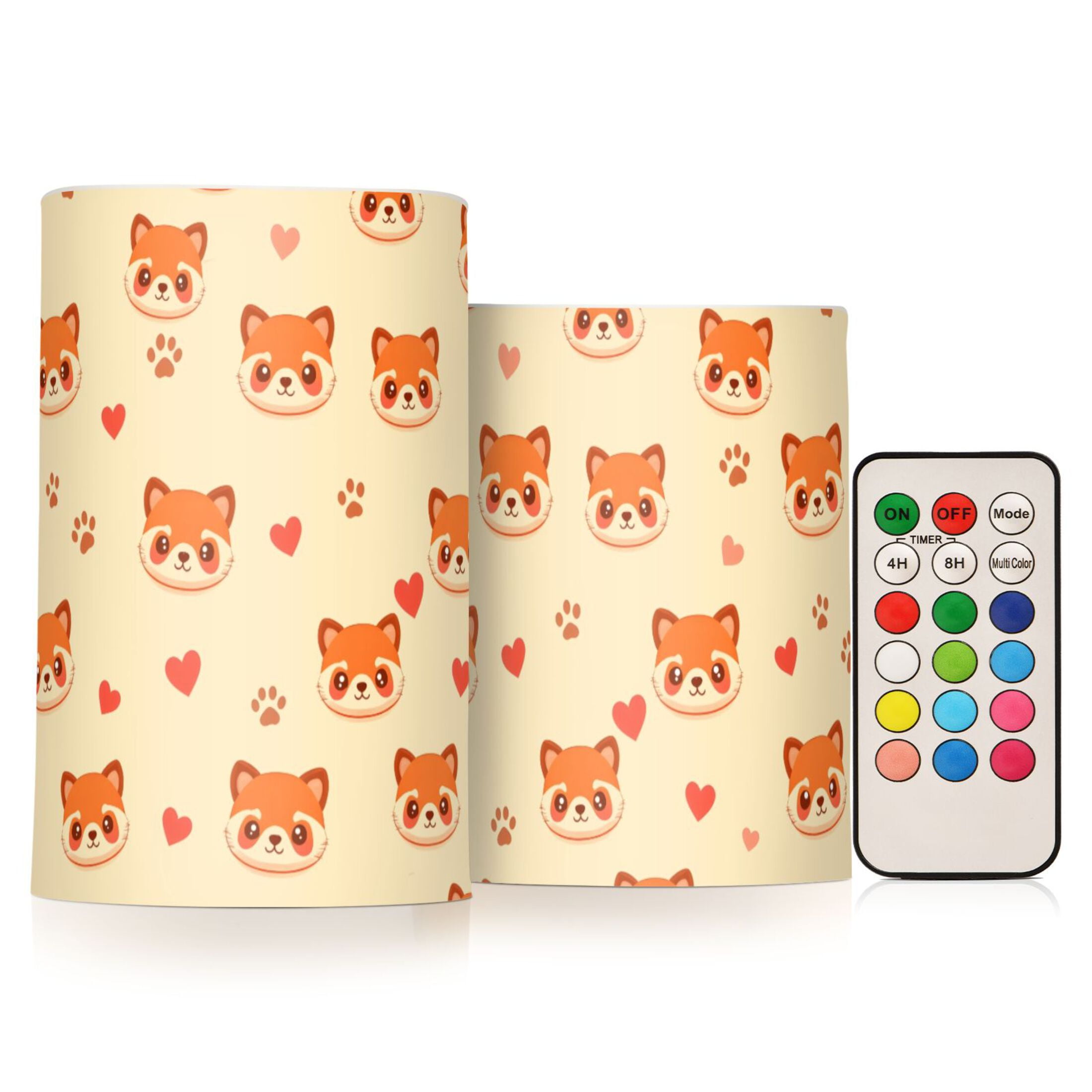 Red Panda Pattern Flameless LED Candle Set with Remote, Battery ...