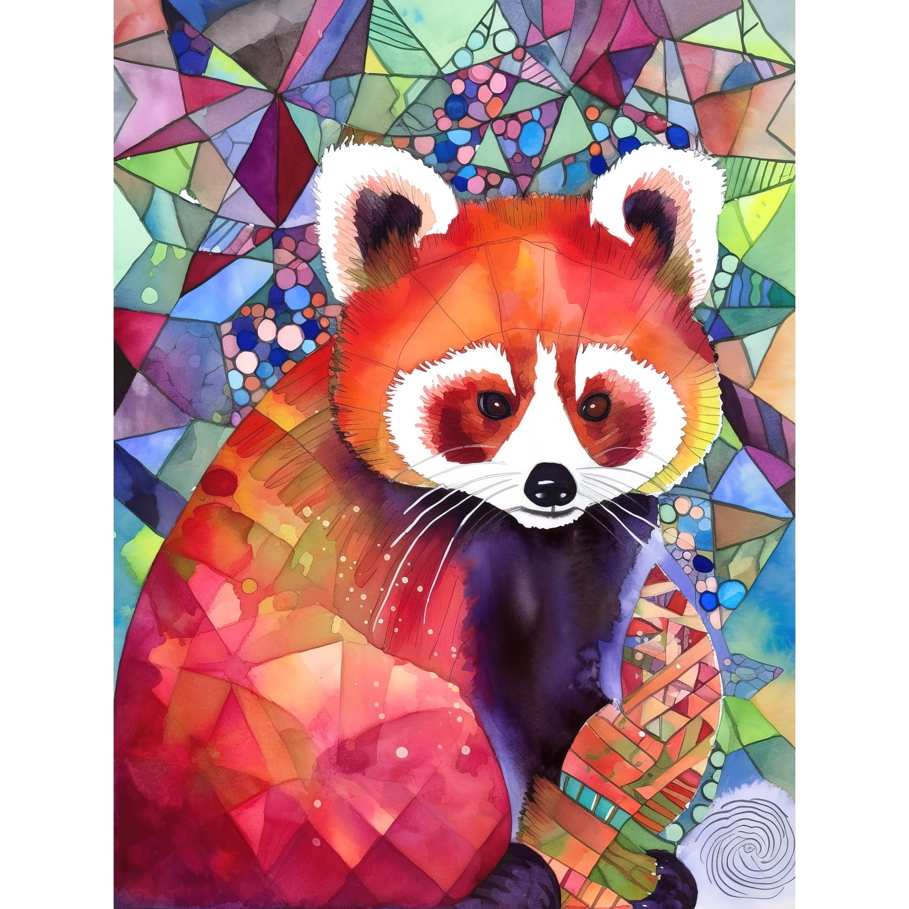 Red Panda Polygon Pattern Folk Art Extra Large XL Wall Art Poster Print ...