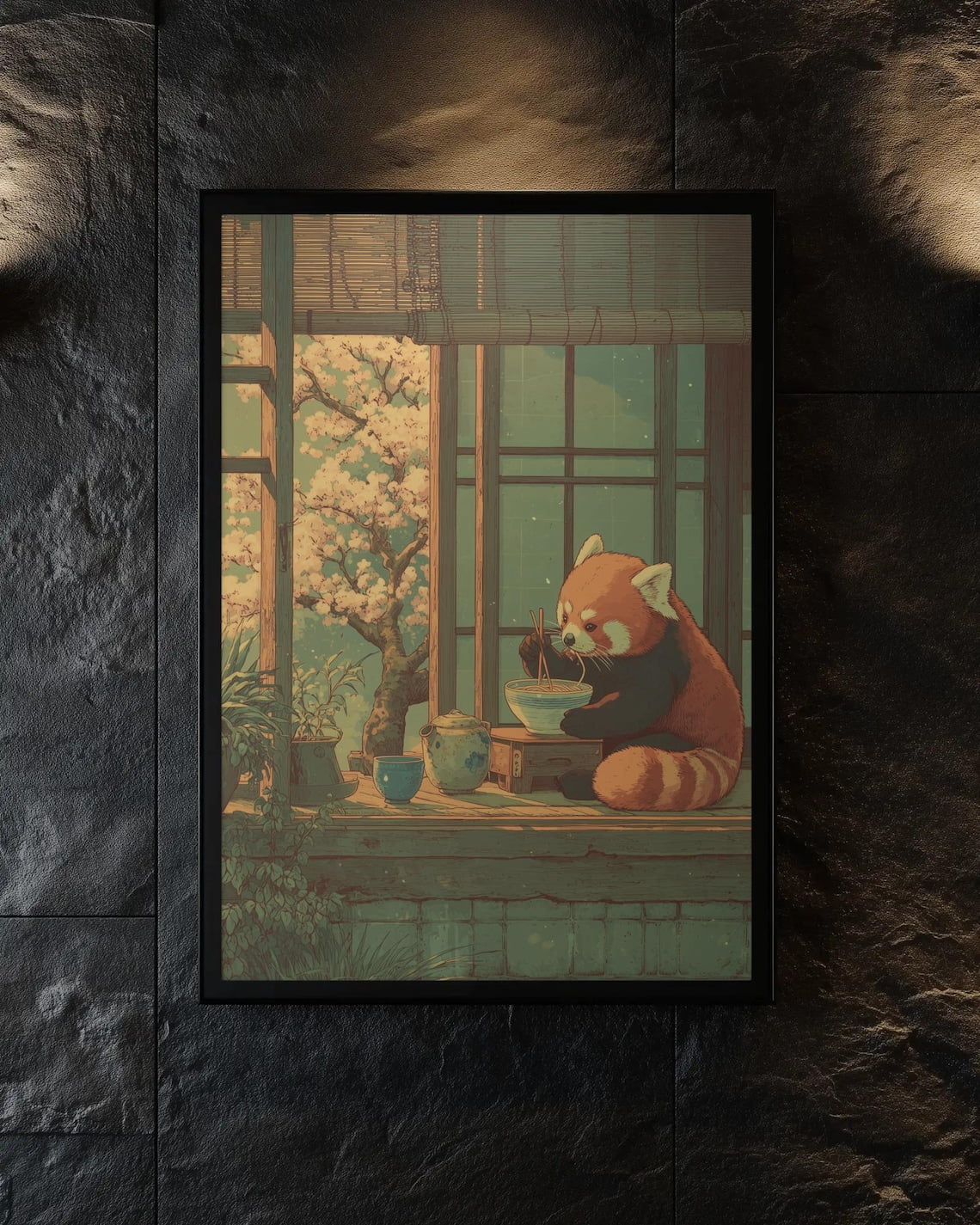 Red Panda Ramen Print | Vintage Japanese Wall Art | Ukiyo-E Inspired ...