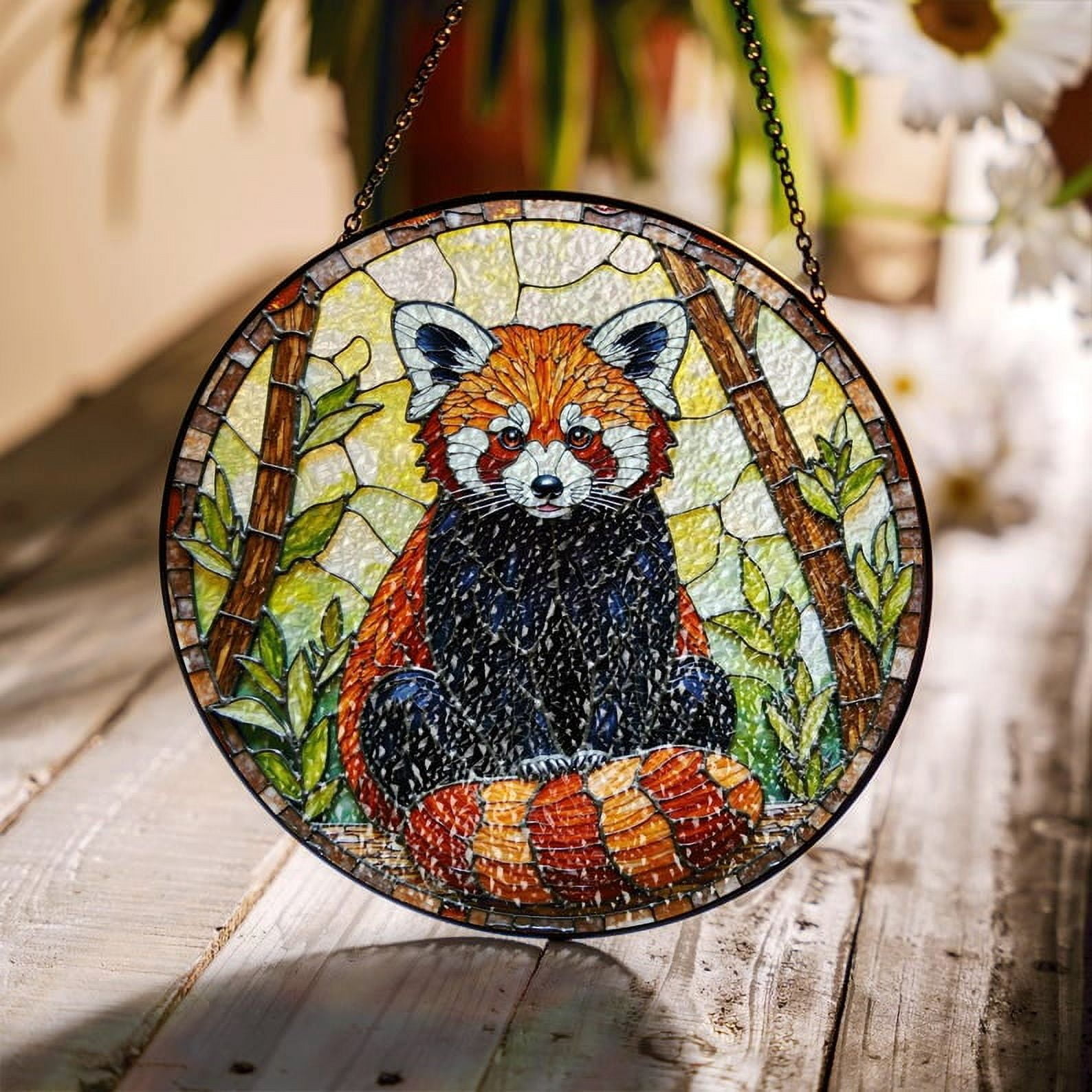 Red Panda Stained Glass Suncatcher Animal Lovers Gift Stained Glass ...