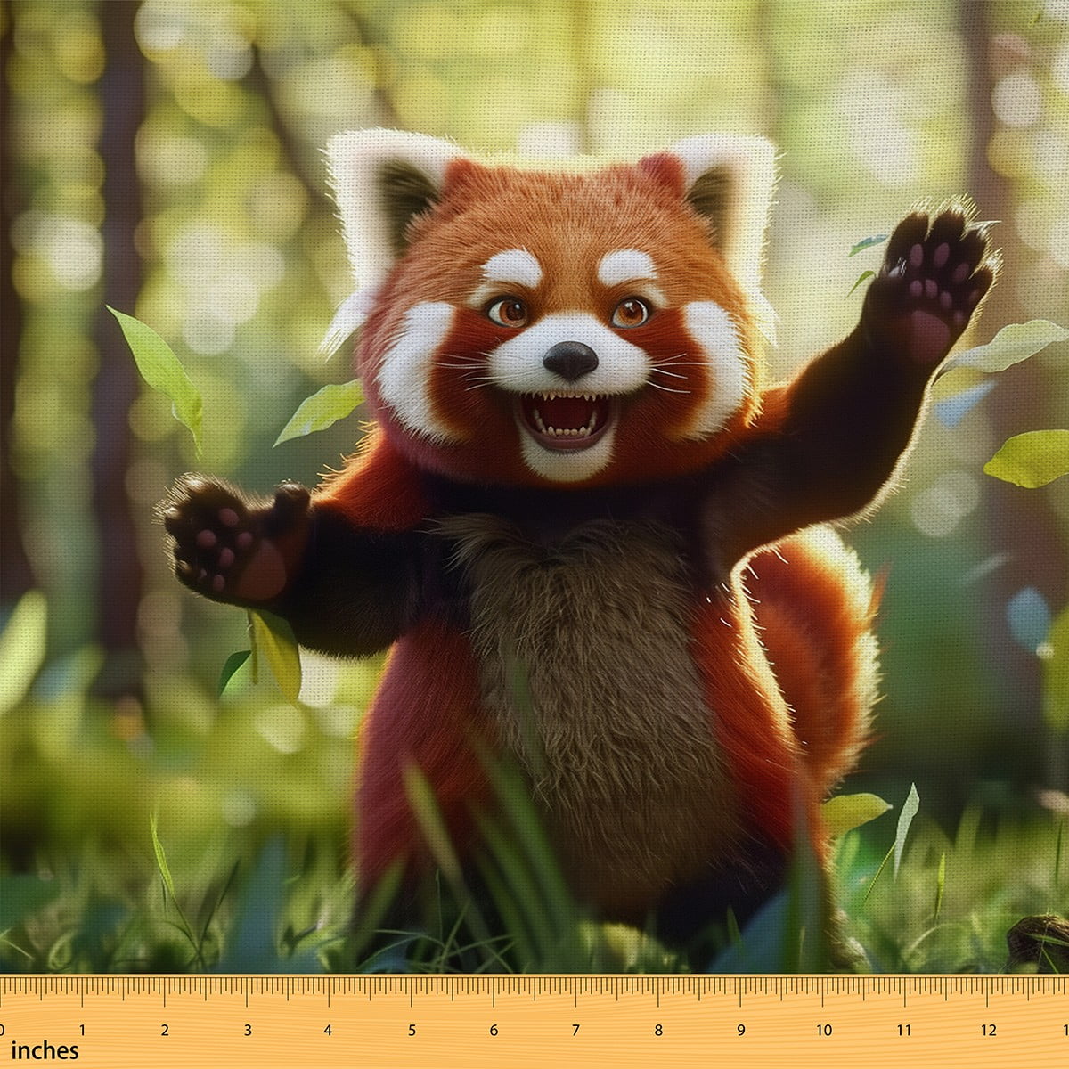 Red Panda Upholstery Fabric,Cute Animals Fabric By The Yard,Wildlife Leaves DIY Craft Patchwork ...