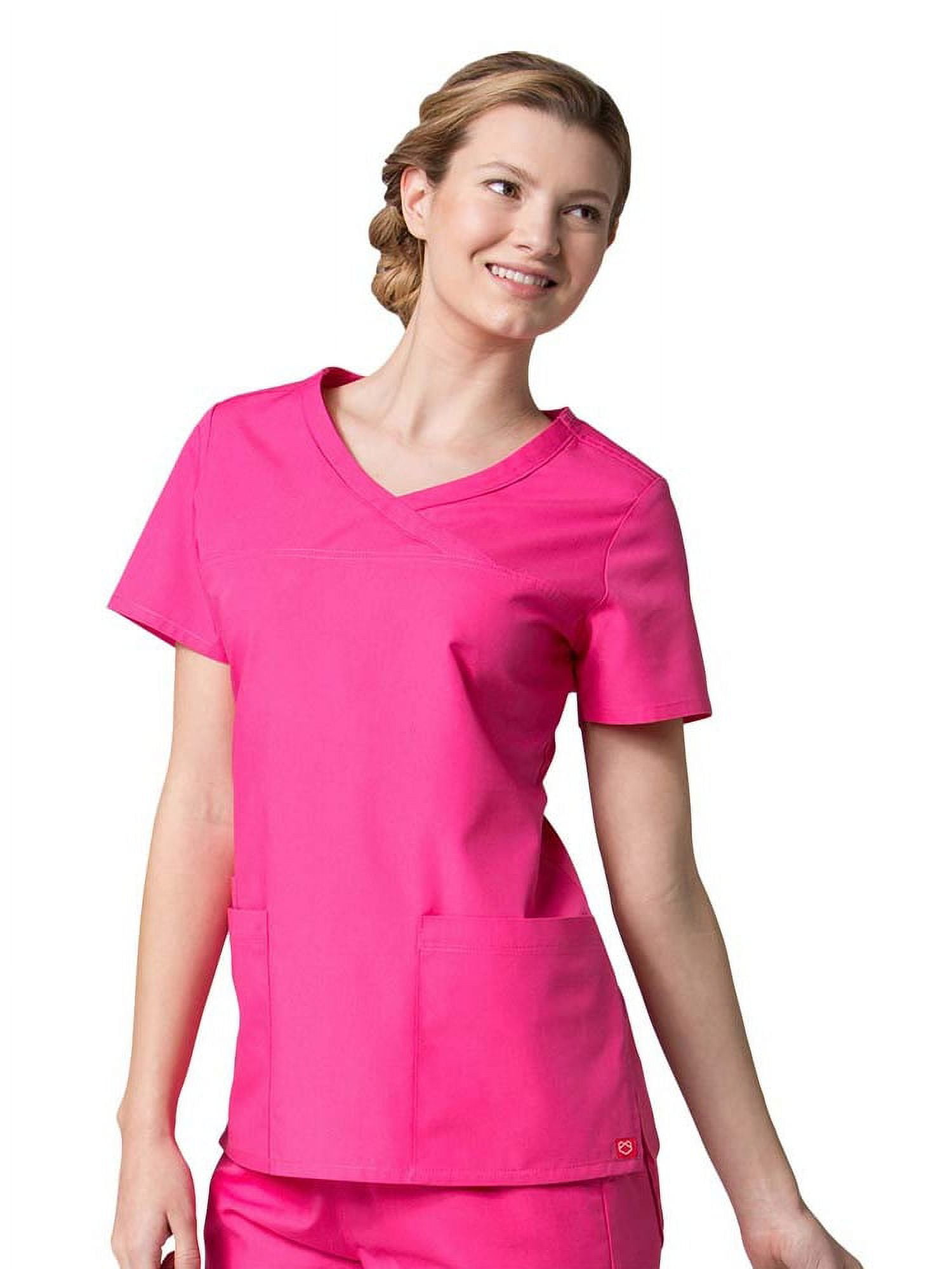 Red Panda Women's Curved Mock Wrap Solid Scrub Top - Walmart.com