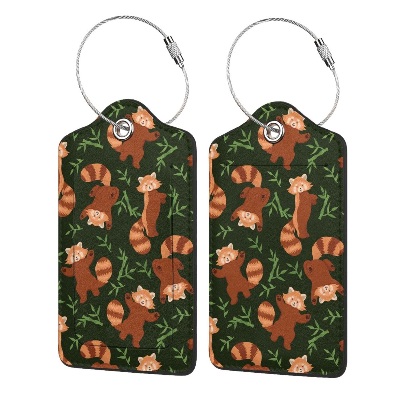 Red Panda and Bamboo Leaves Pattern Luggage Tags for Suitcase Tags ...
