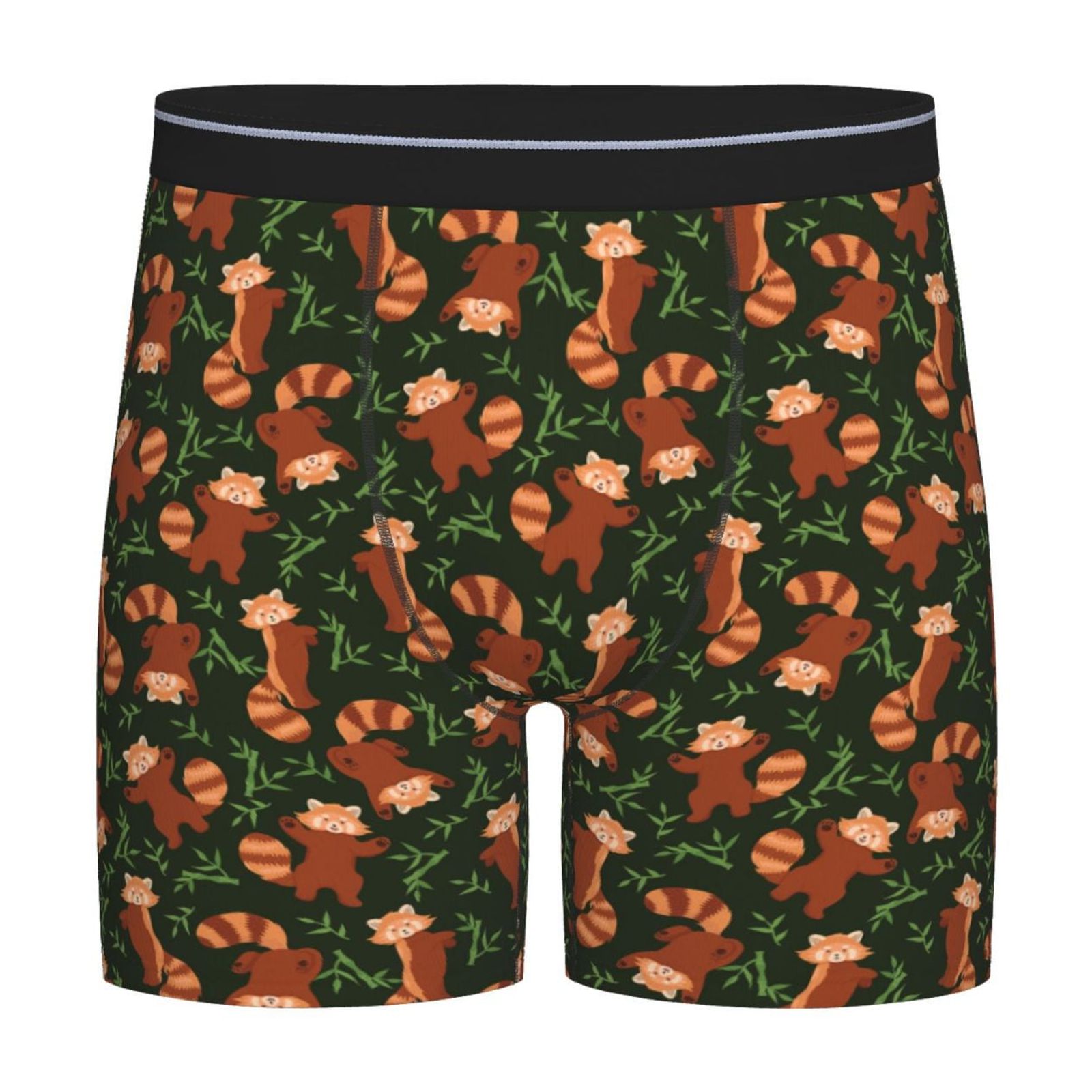 Red Panda and Bamboo Leaves Pattern Mens Underwear Boxer Briefs Stretch ...