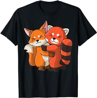 Red Panda and Fox cute Hug Cuddle Animals T-Shirt - Walmart.com
