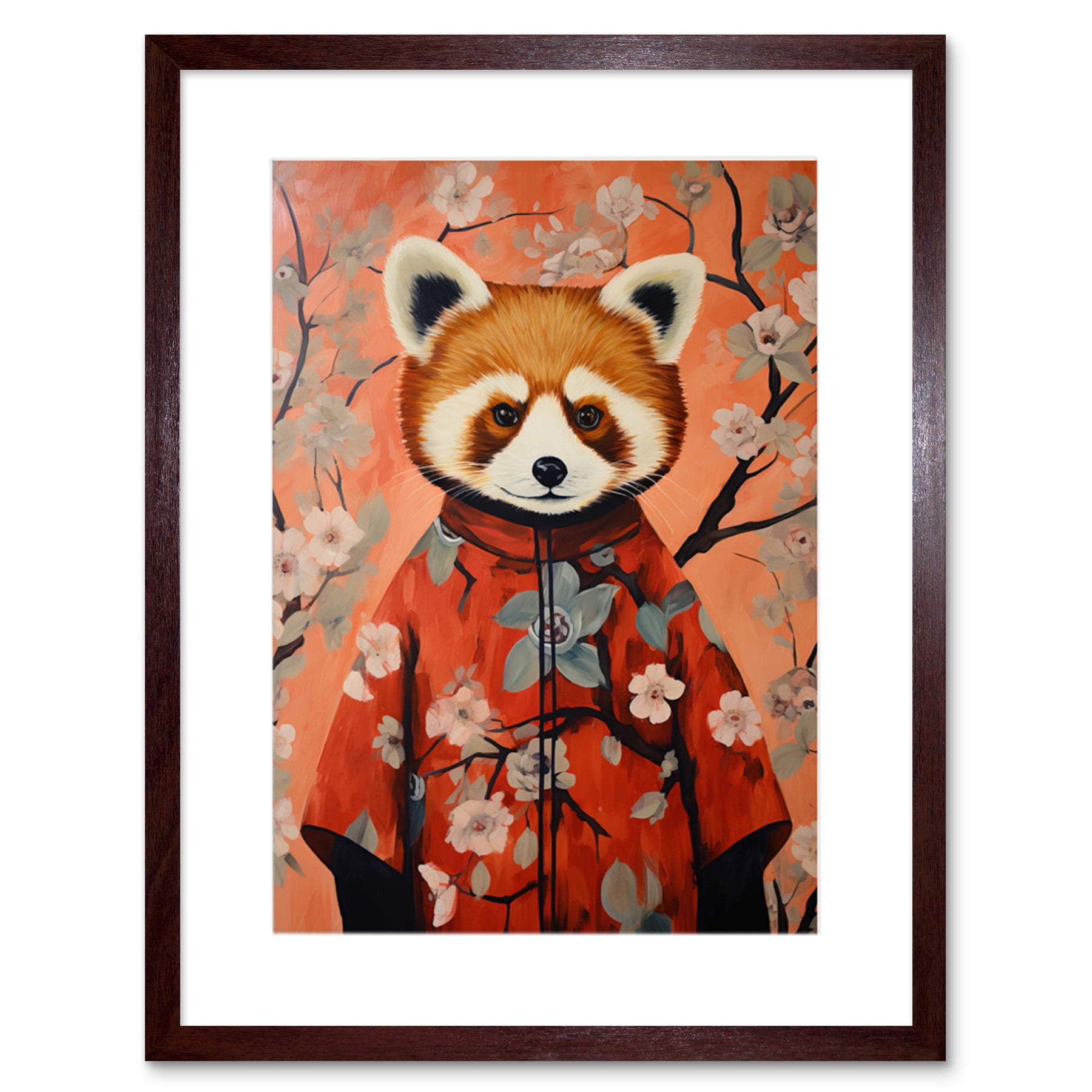 Red Panda in Kimono Cherry Blossom Trees Japan Artwork Framed Wall Art ...