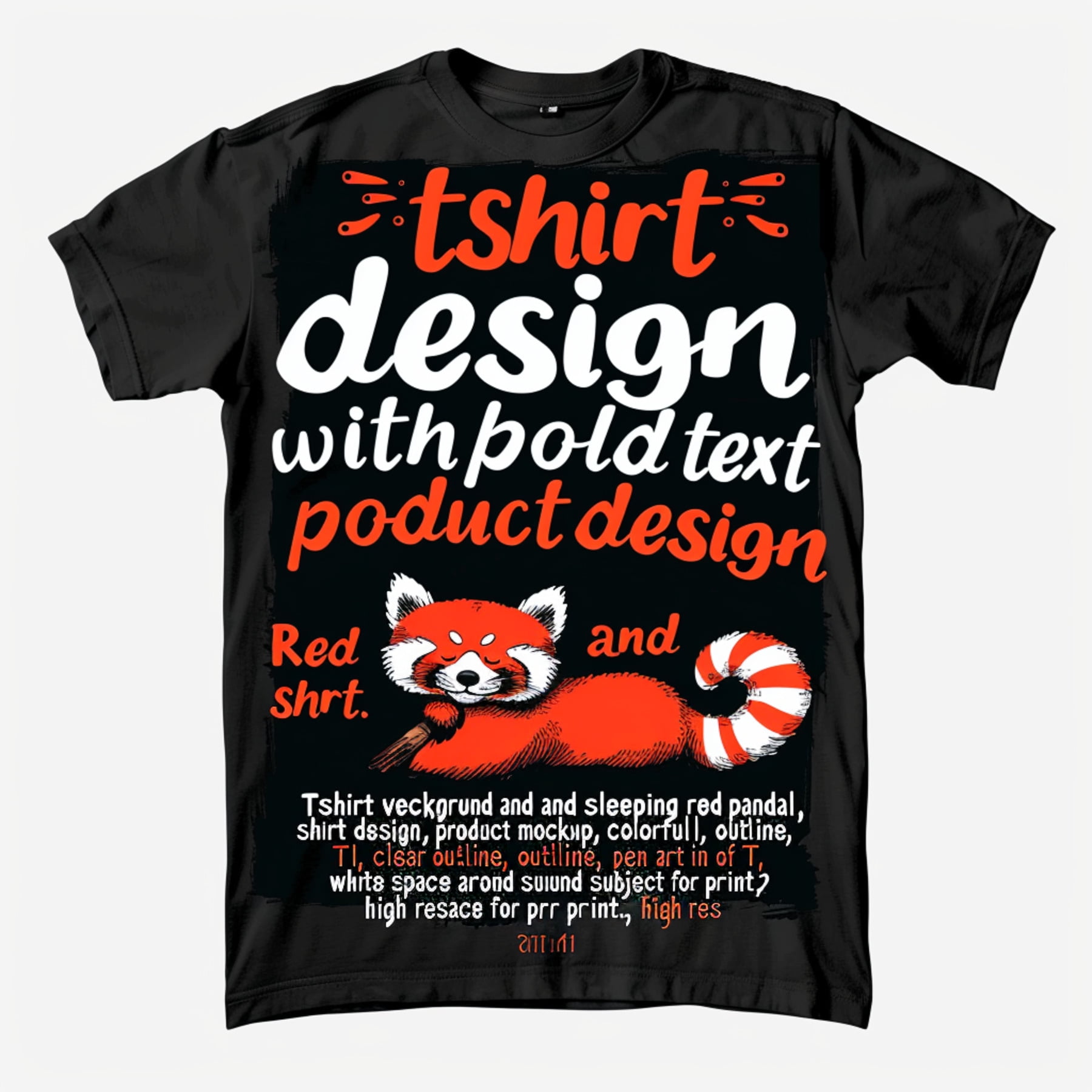 Red Pandas Are Black TShirt featuring a bold text design and a cute ...