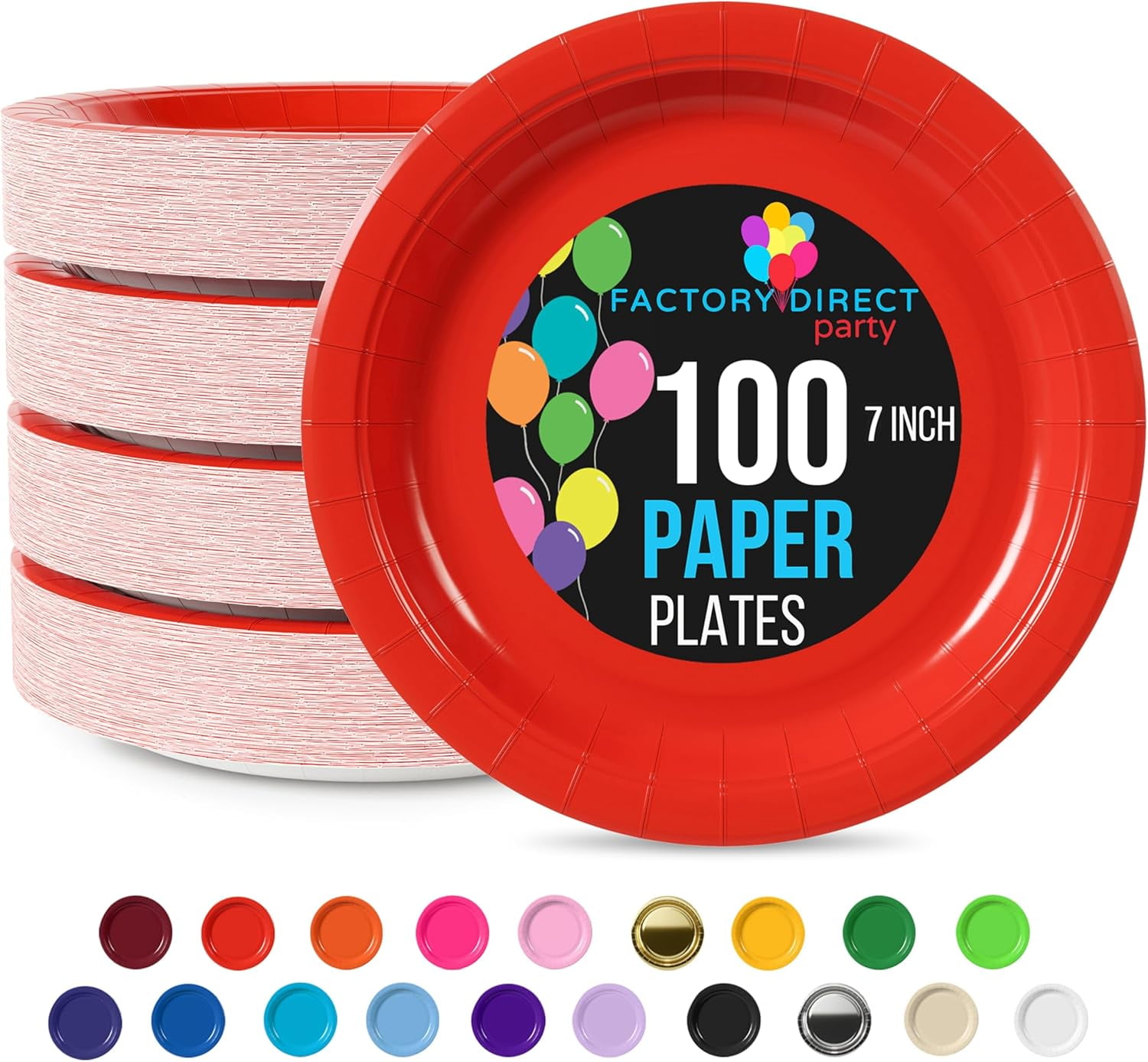 Red Paper Plates 7 Inch Heavy Duty Paper Plates 100 Pcs Red Disposable ...