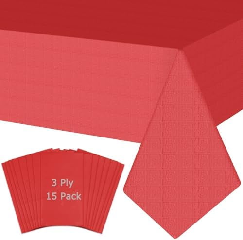 Red Paper Tablecloths for Rectangle Tables 15 Pack, 54''×108 ...
