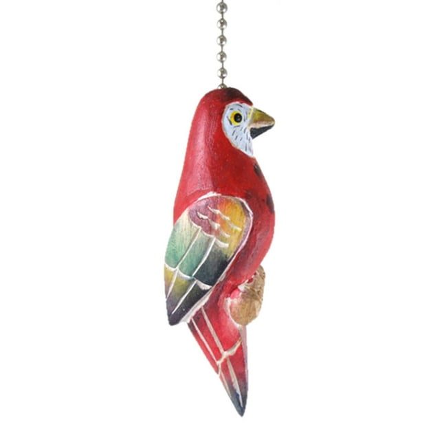 Red Parrot Painted Wooden Hand Carved Ceiling Fan Pull - Walmart.com