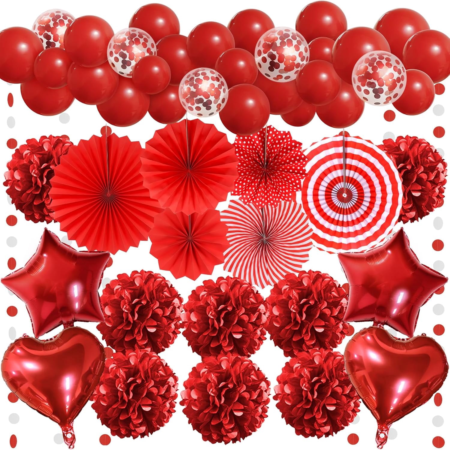 Red Party Decorations, Paper Pompom Balloon Garland Red Party Supplies ...