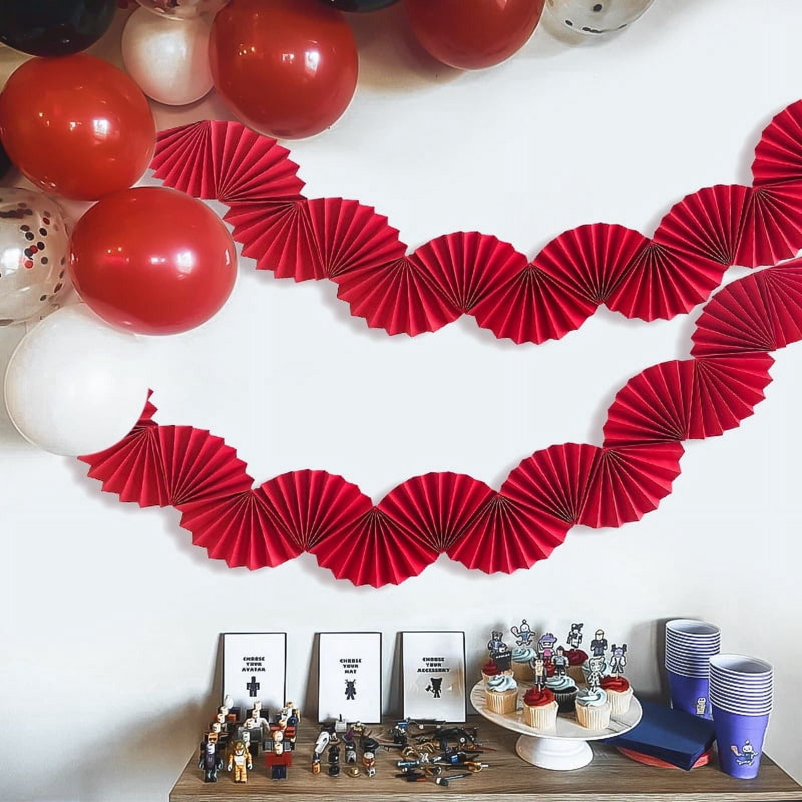Red Party Paper Fan Garland Banner Paper Fan Garland Graduation Party ...