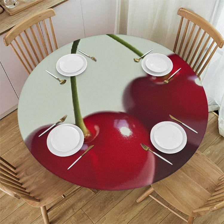 Red Pattern Print Stretch Table Covers,Elastic Edged Round Fitted Table ...