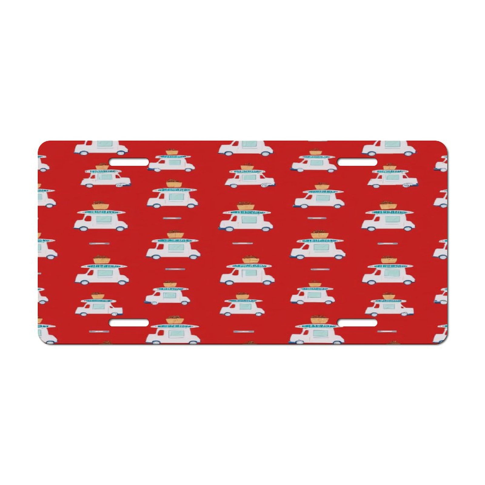 Red Pattern with Food Trucks License Plate Lightweight Aluminum ...