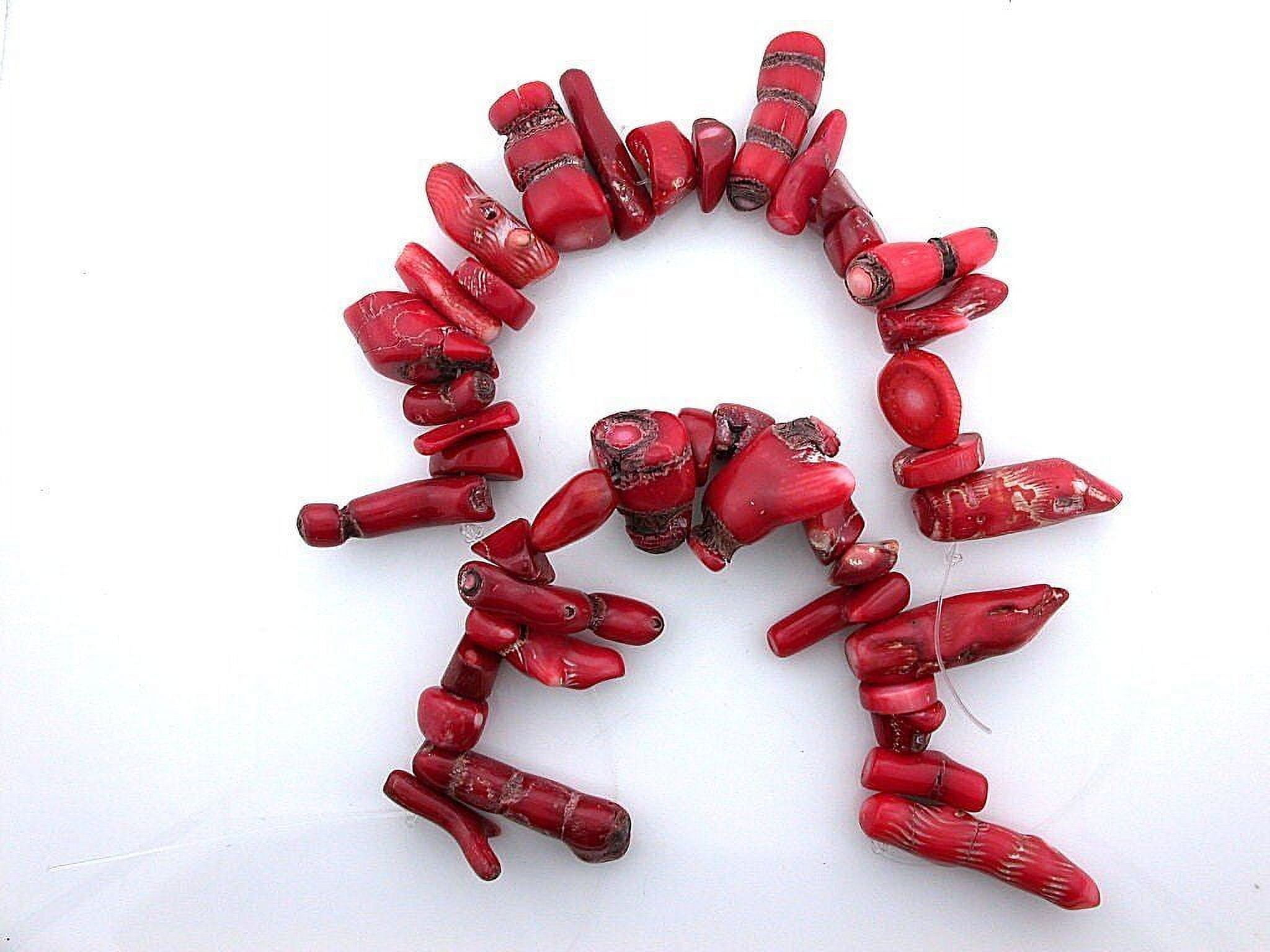 Red Peach Dyed Coral Tooth Teeth Nugget Branch Bead 6 Inch Strand cb45 ...