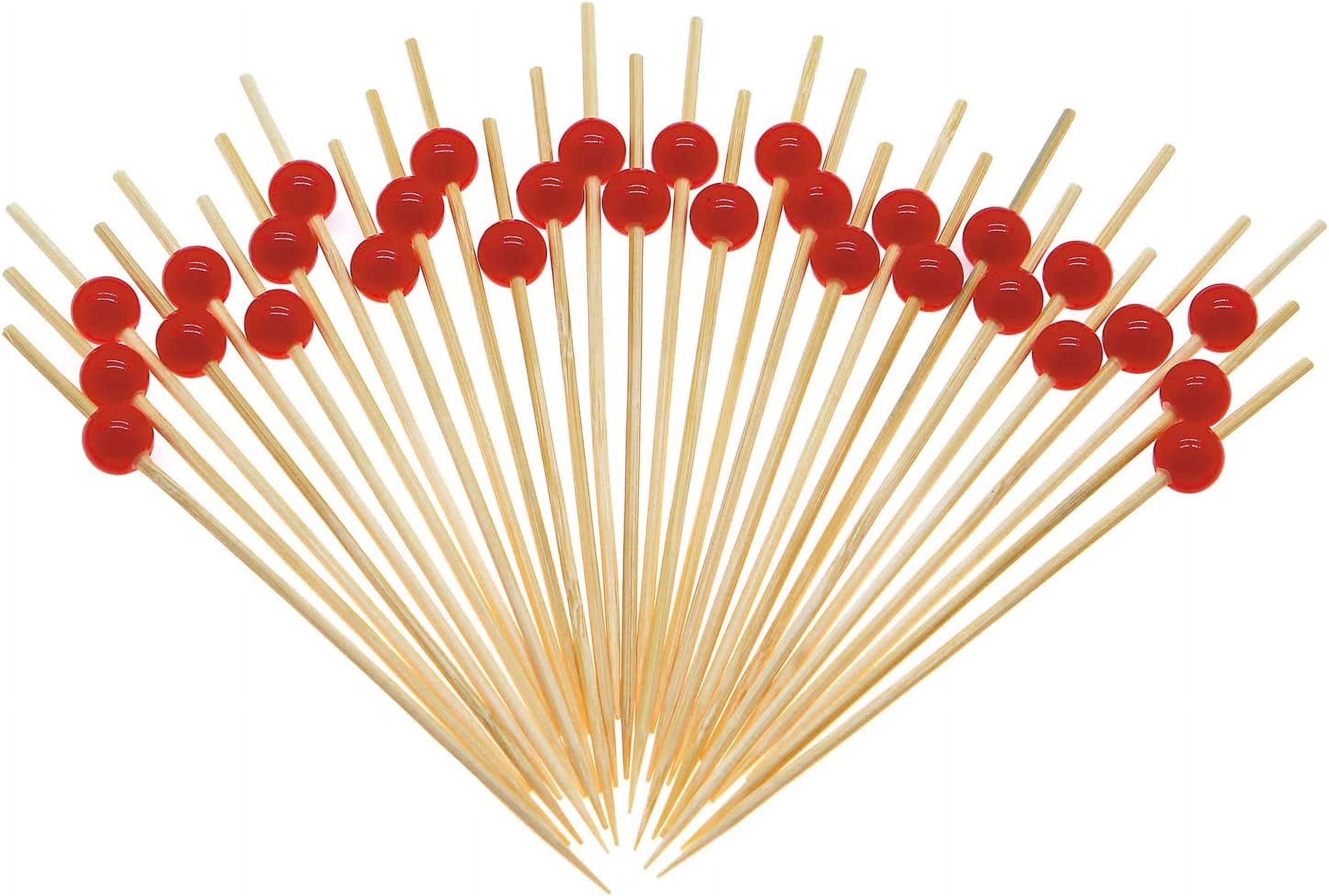 Red Pearl Bamboo Cocktail Picks 4.7 Inch Long Fancy Toothpicks for ...