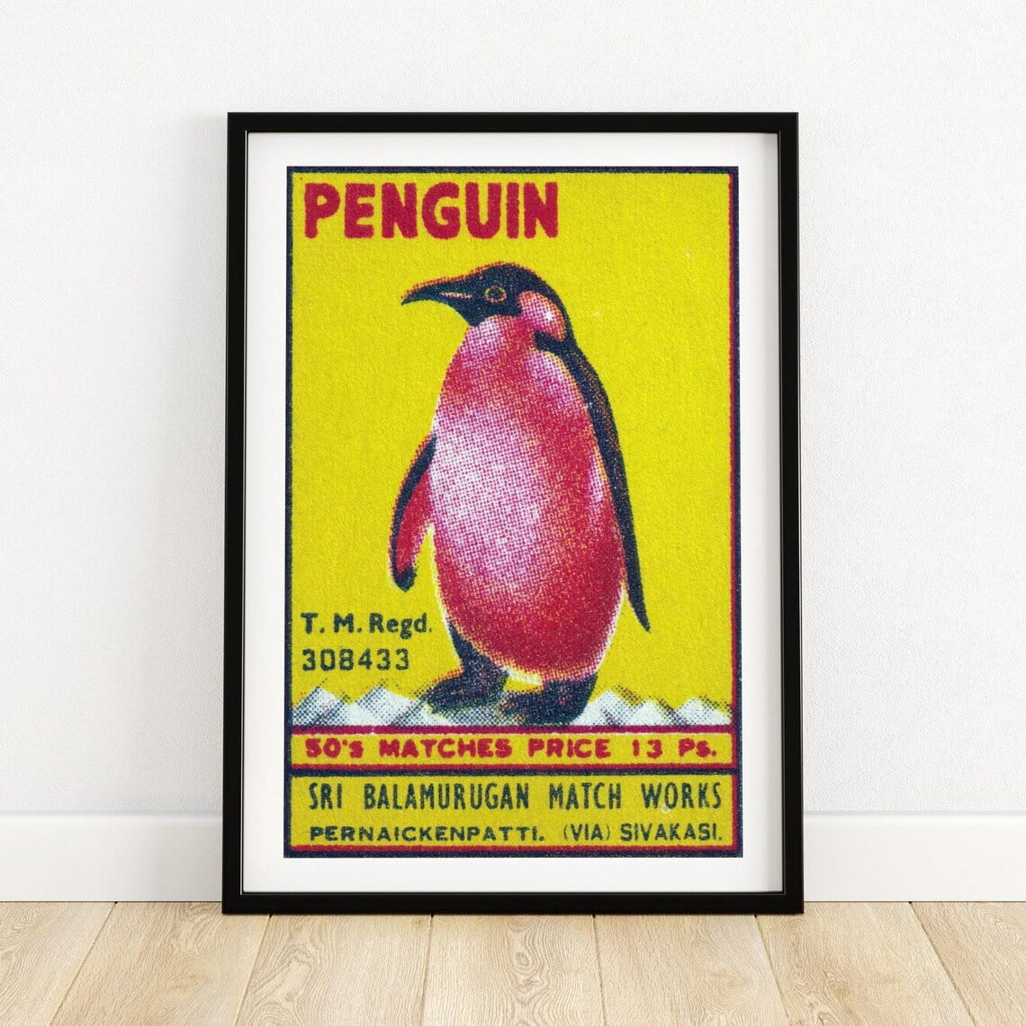Red Penguin - Matchbox Print - India Wall Art - Vintage India Art ...