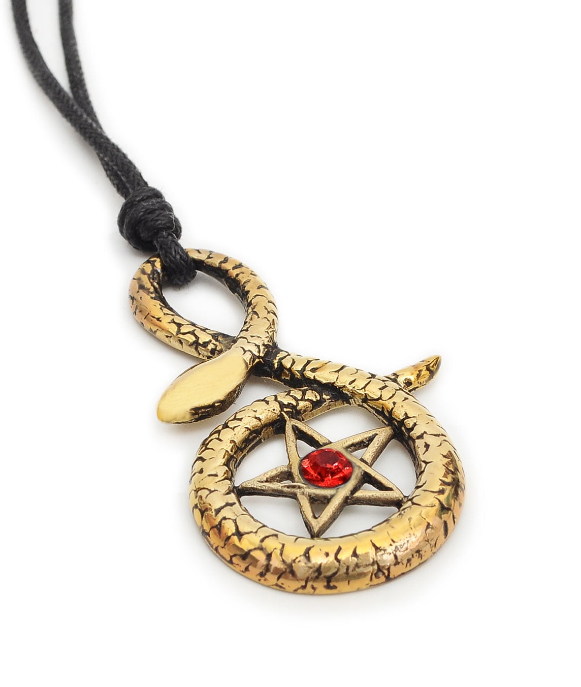 Red Pentagram Snake Handmade Brass Necklace Pendant Jewelry With Cotton ...