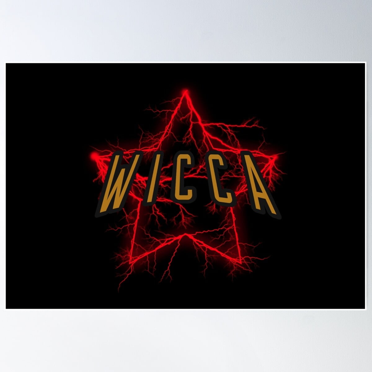Red Pentagram Thunder Wicca Poster Wall Art, Modern Wall Decor For ...