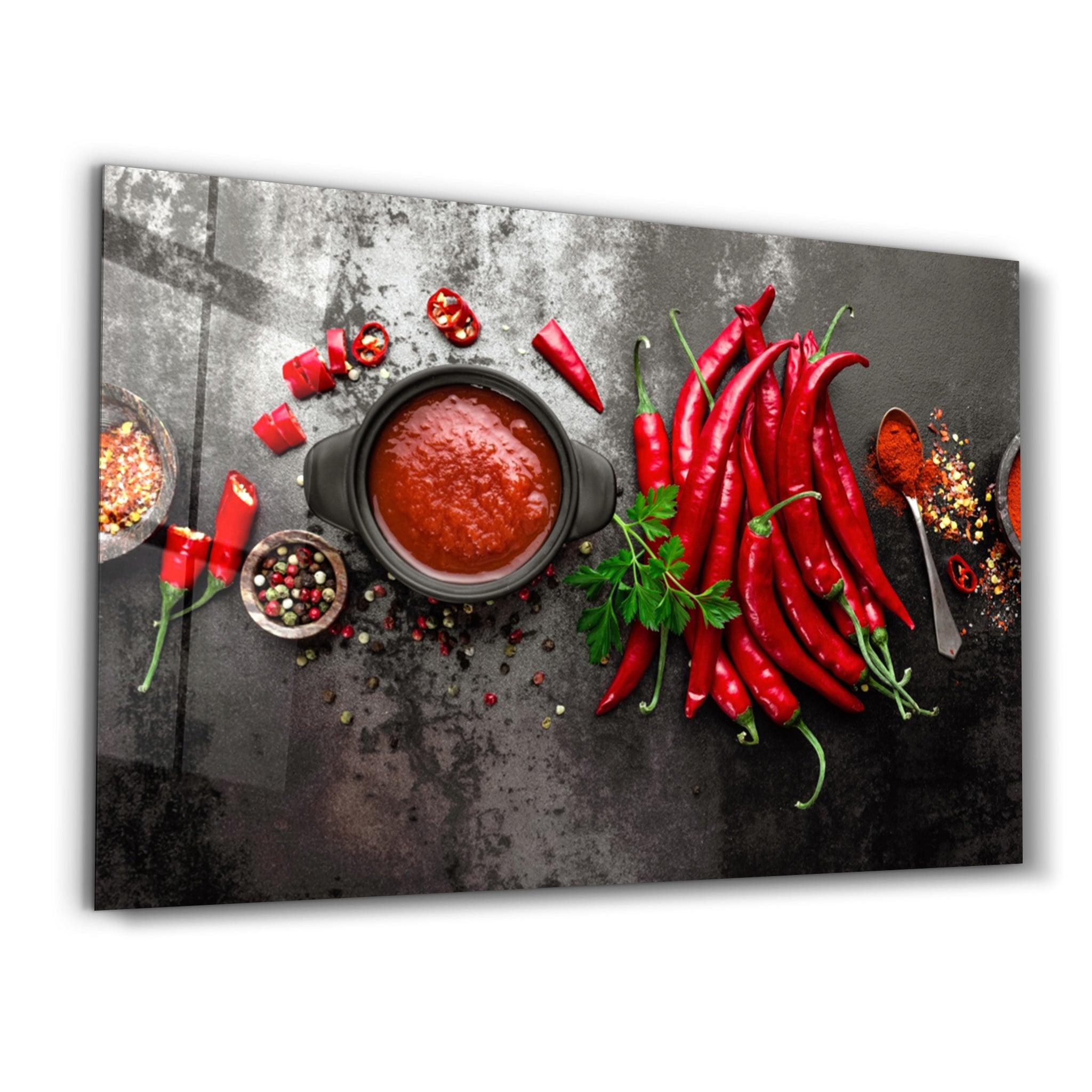 Red Peppers and Sauce | Glass Wall Art - Walmart.com
