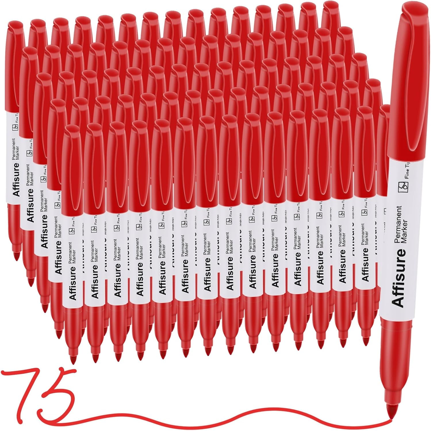 Red Permanent Markers Bulk, 75 Count, Quick Drying and Fade Resistant ...