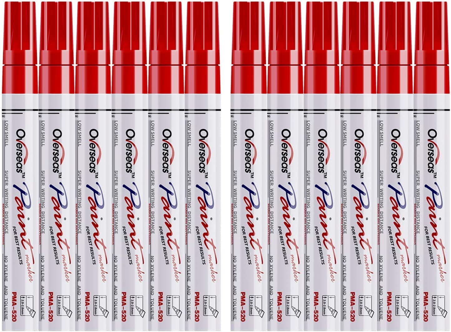 Red Permanent Paint Markers Pens, 12 Pack Waterproof Oil-Based Paint ...