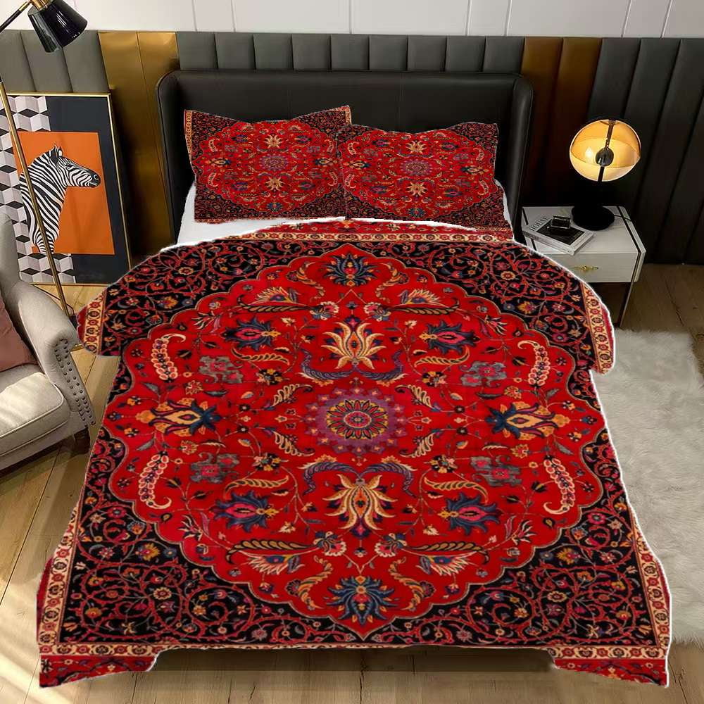 Red Persian Comforter Set Full Size Bedding Set For Travl Bedroom Decor ...