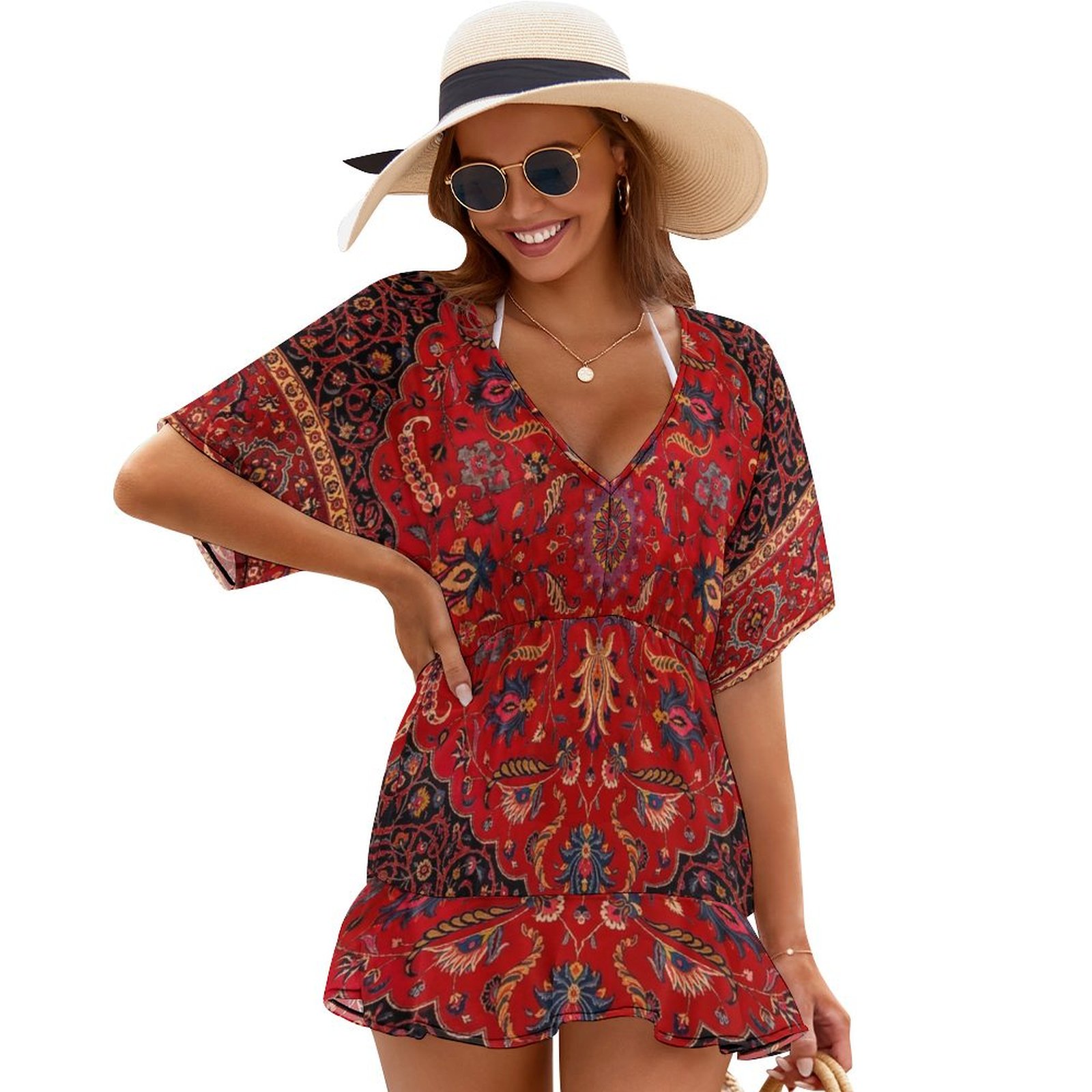 Red Persian Rug Cover Ups luxury evening dresses 2024 beach outfits for ...