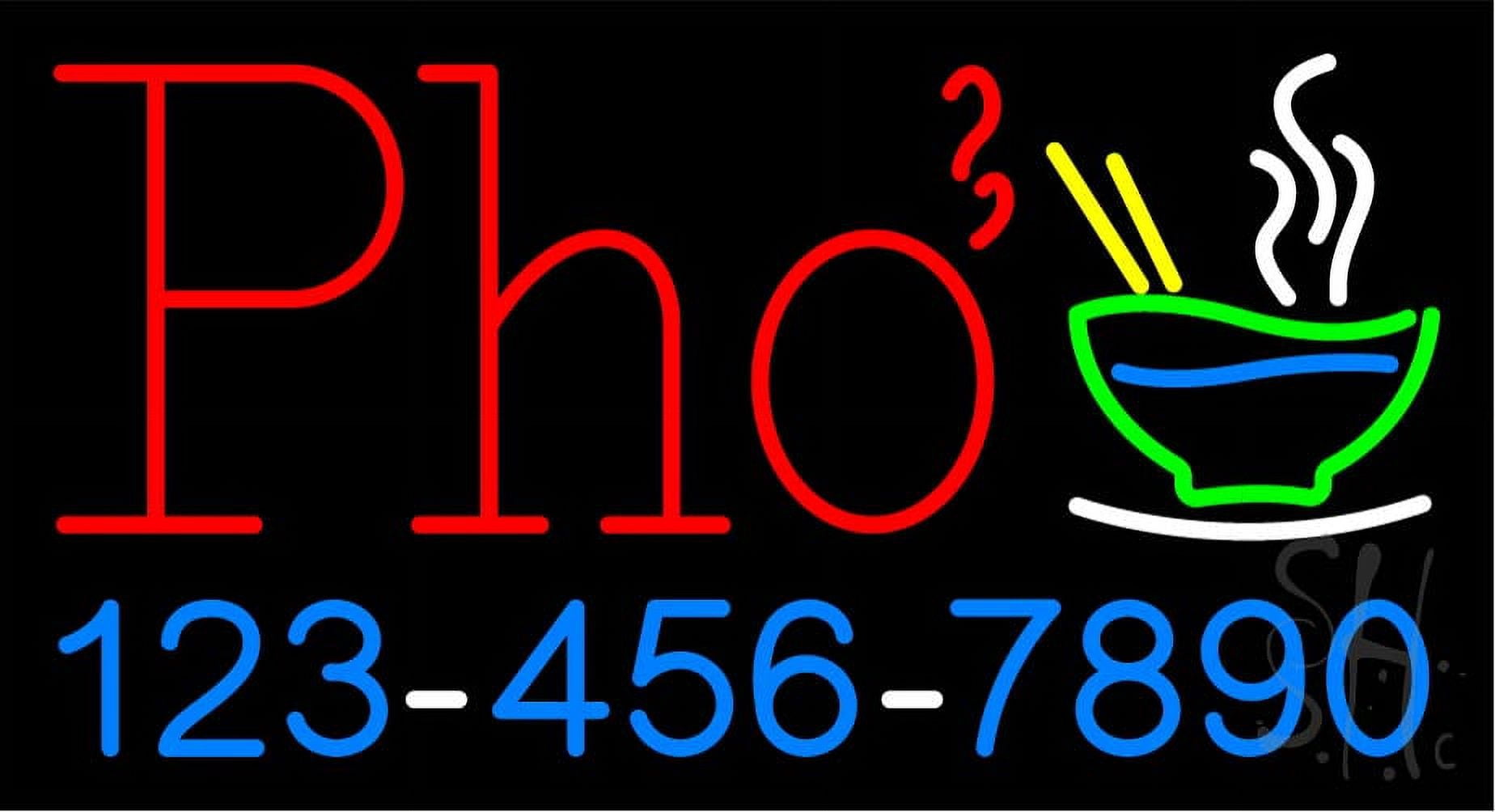 Red Pho with Phone Number LED Neon Sign 20 x 37 - inches, Black Square ...