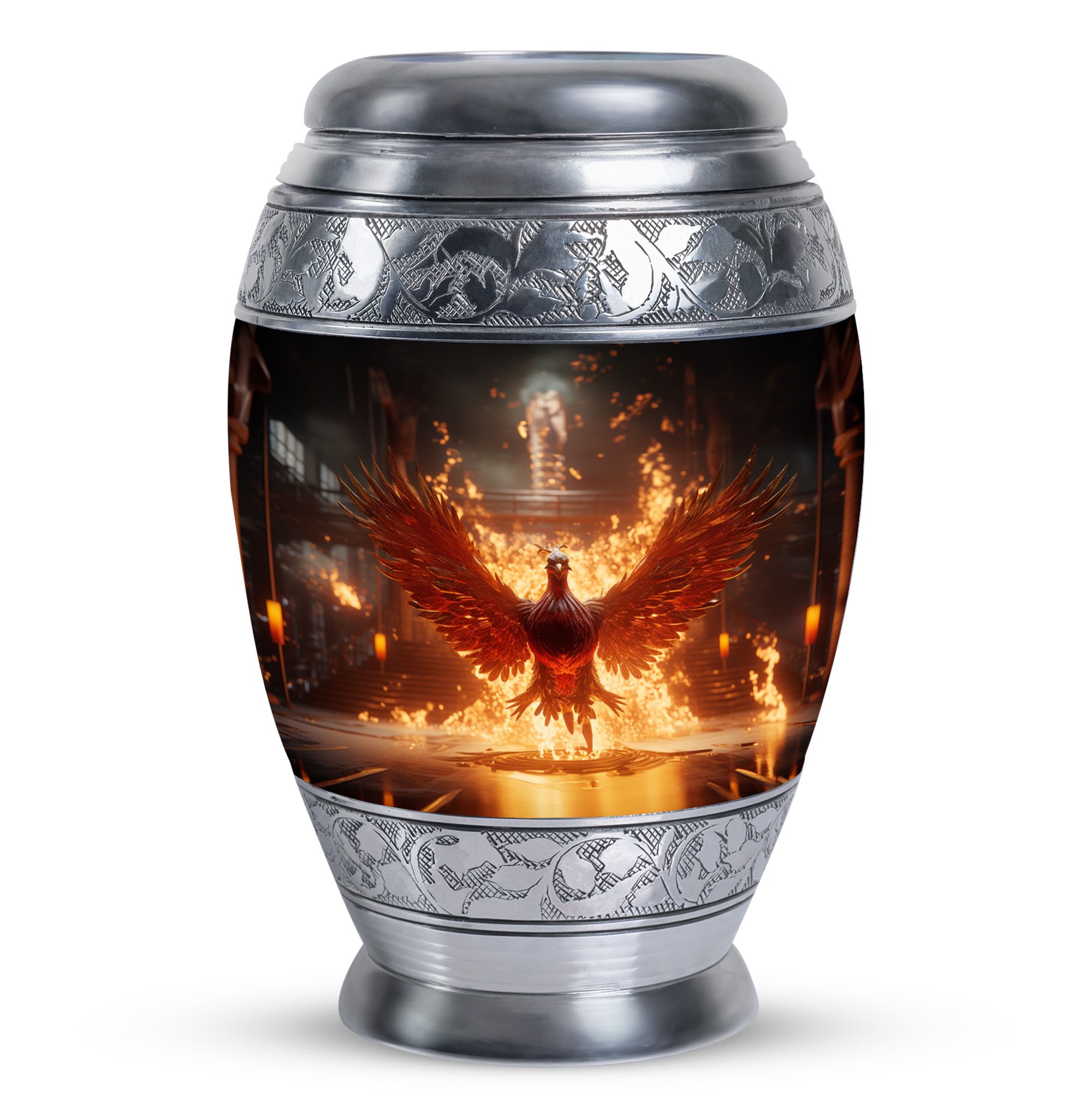 Red Phoenix Spreading Wings Fire In Palace Urns For Human Ashes Adult ...