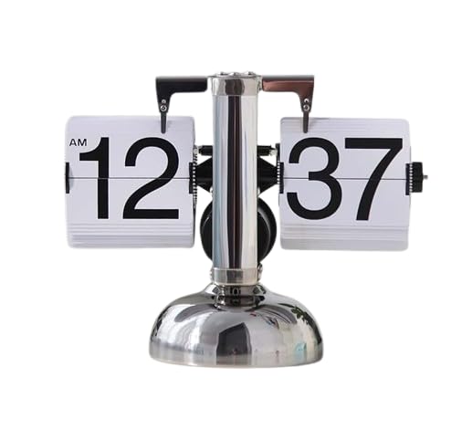 Red Picker Stainless Steel Flip Clock Retro Flip Down Clock Mechanical ...