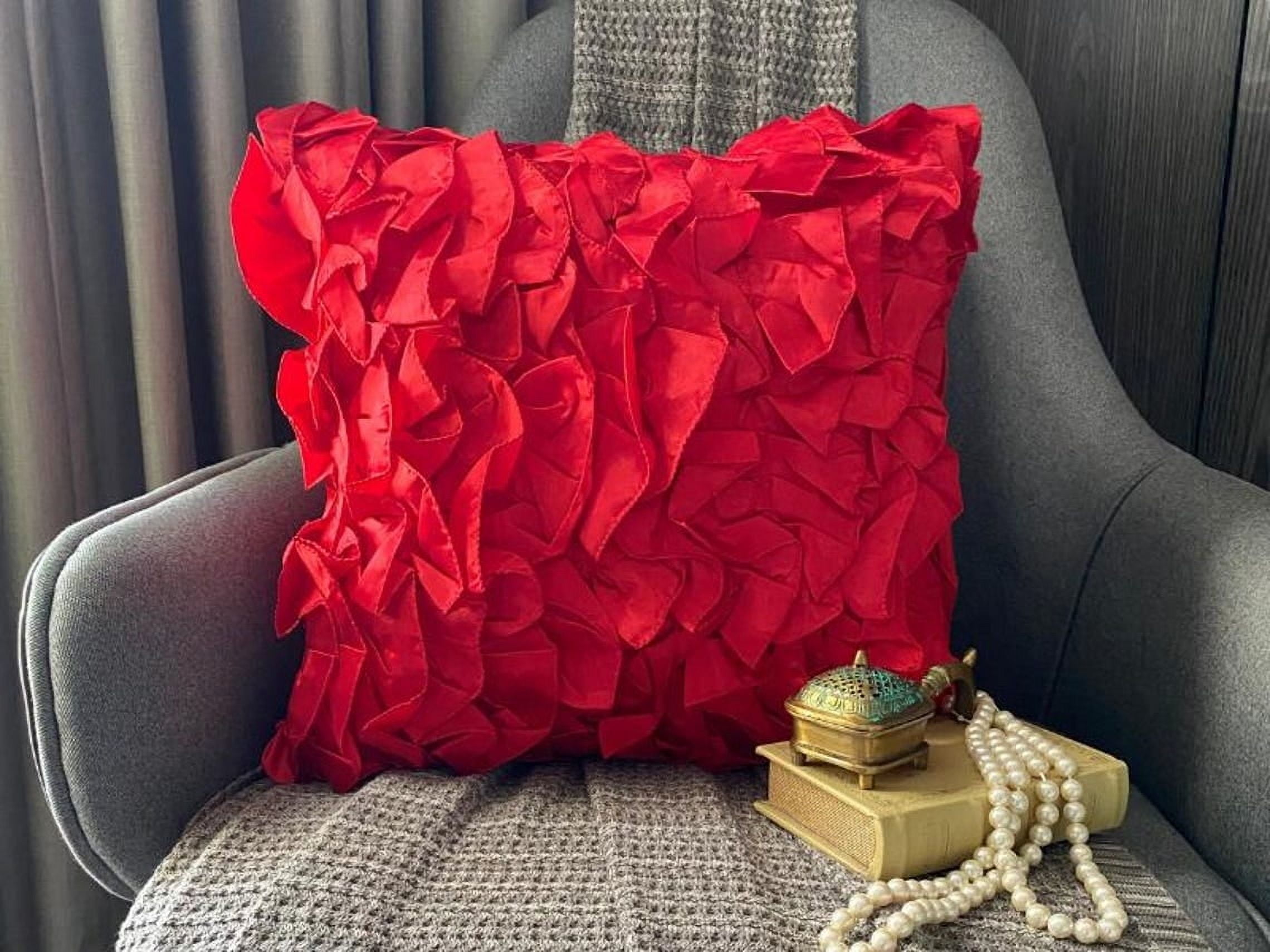 Red Pillow Shams, Vintage Ruffles Shabby Chic Pillow Shams, 24x24 inch ...