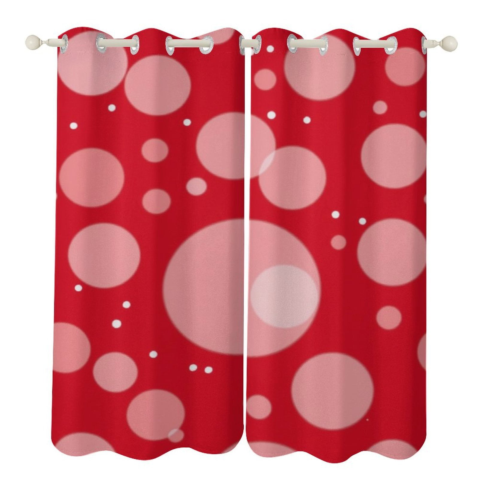 Red Pink Bubble Pattern Window Curtains Drapes Bedroom Living Room ...