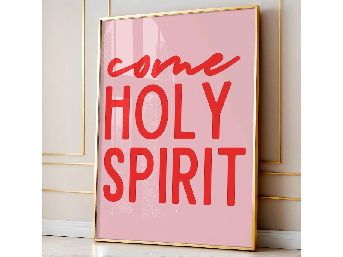 Red Pink Come Holy Spirit Poster Girly Christian Wall Art War Room ...