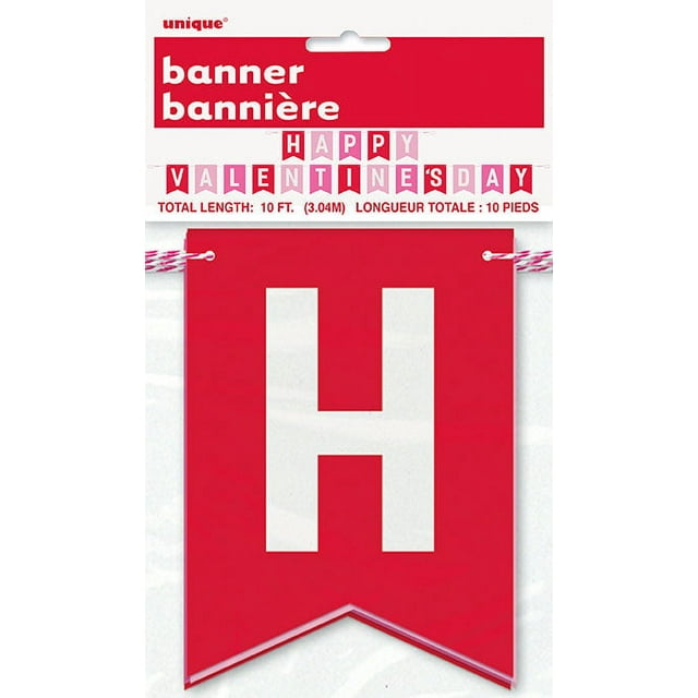 Red & Pink Happy Valentine's Day Pennant Banner, 10 ft - Walmart.com