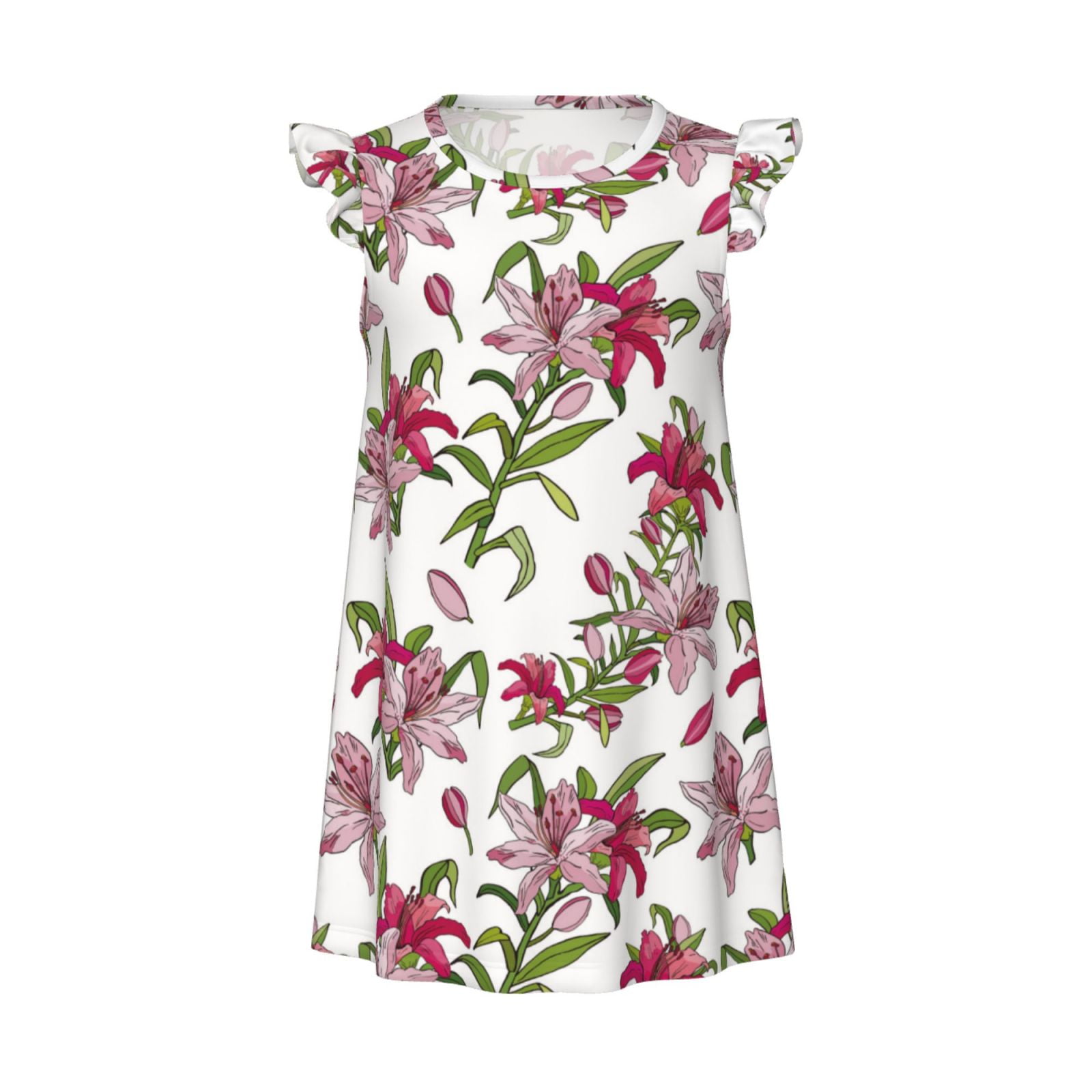 Red Pink Lilies Flowers Girls Nightgowns, Pajamas for Girls, Soft ...