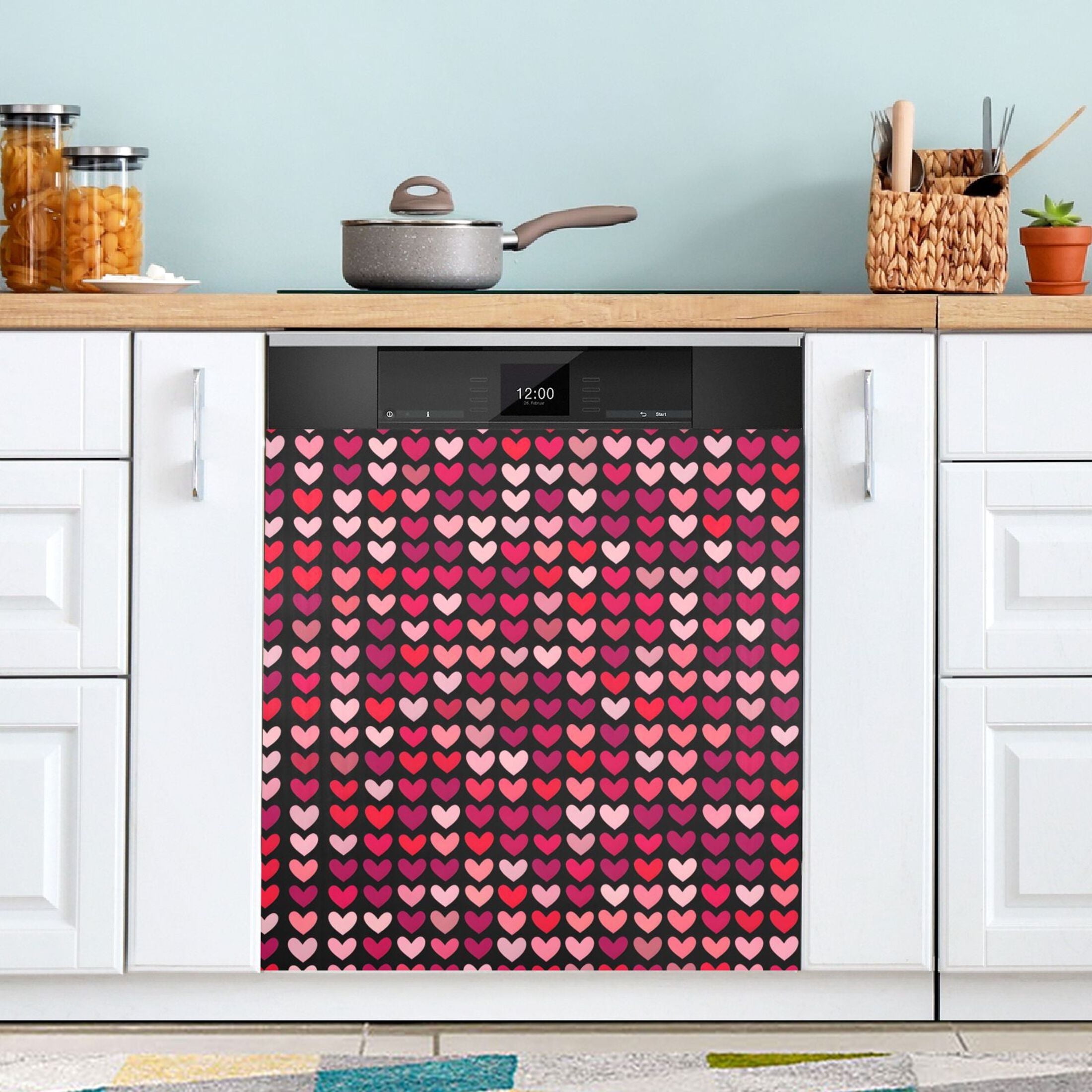 Red Pink Love Heart Dishwasher Magnet Cover Magnetic Fridge Door Cover ...