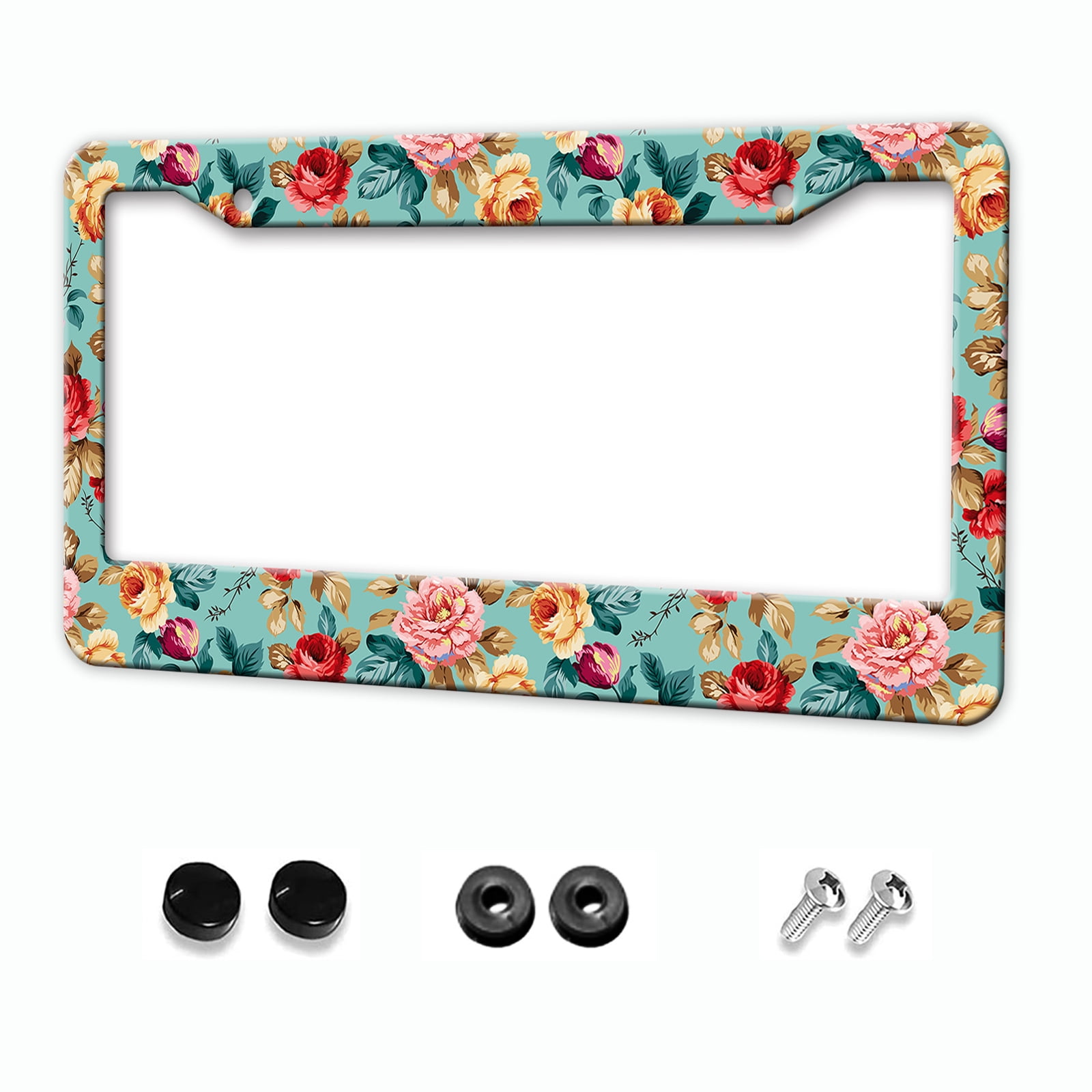 Red Pink Orange Flowers License Plate Frames Personalized License Plate ...