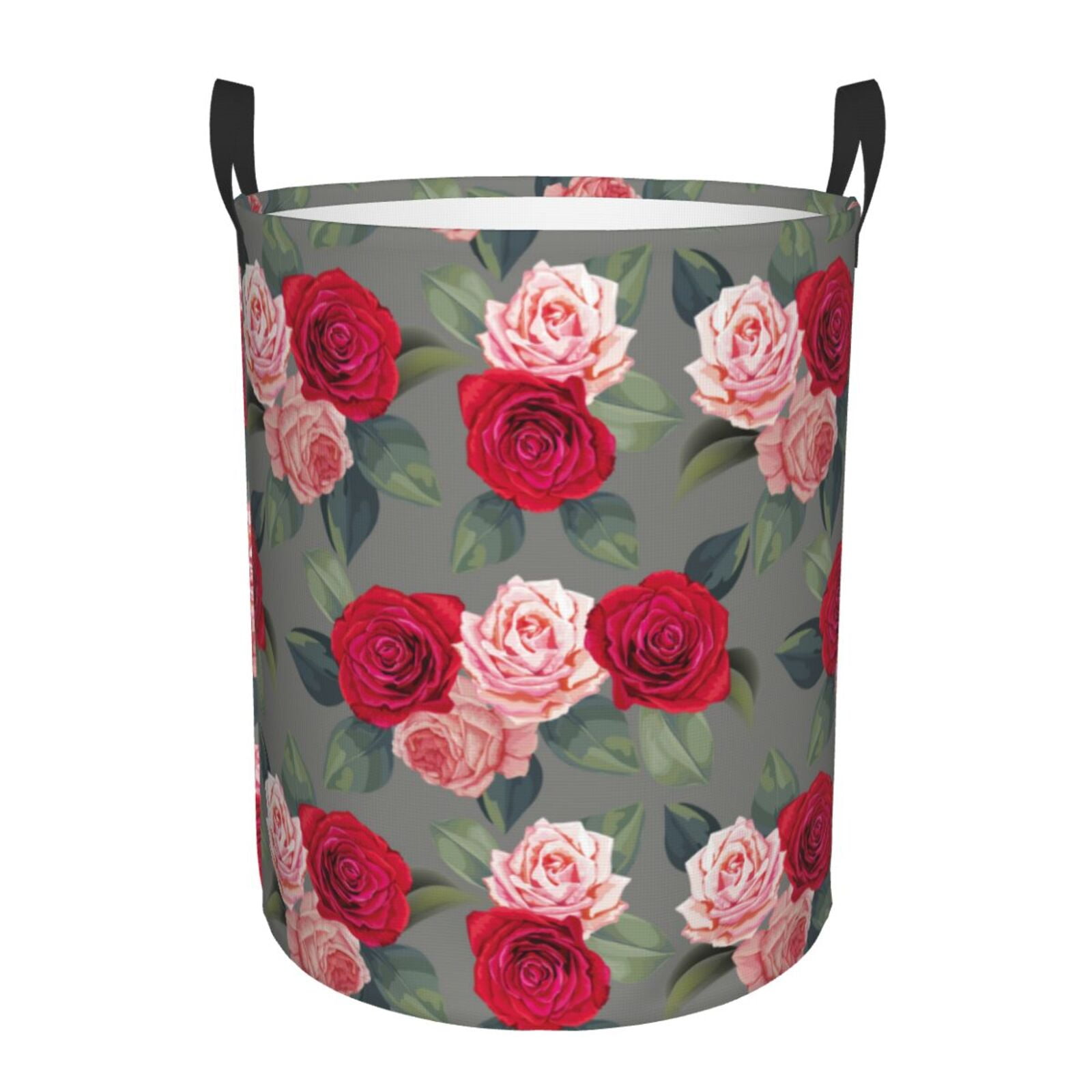 Red Pink Rose Flowers Laundry Basket, Laundry Hamper Waterproof Laundry ...