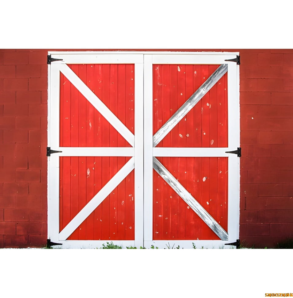 Red Pink Rustic Farm Barn Door Backdrop Western Village Farmhouse Wood ...