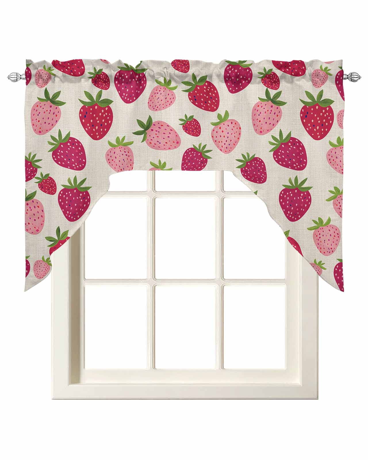 Red Pink Strawberry Kitchen Curtains Swag Valance for Windows/Bathroom ...