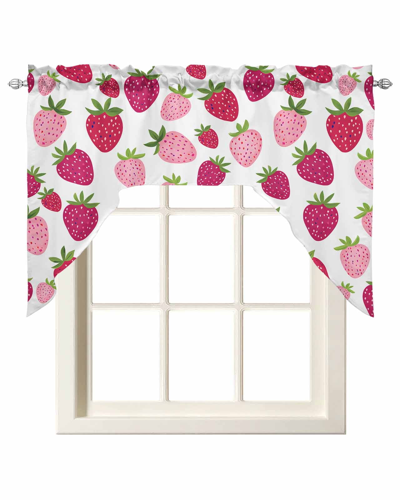 Red Pink Strawberry Kitchen Curtains Swag Valance for Windows/Bathroom ...