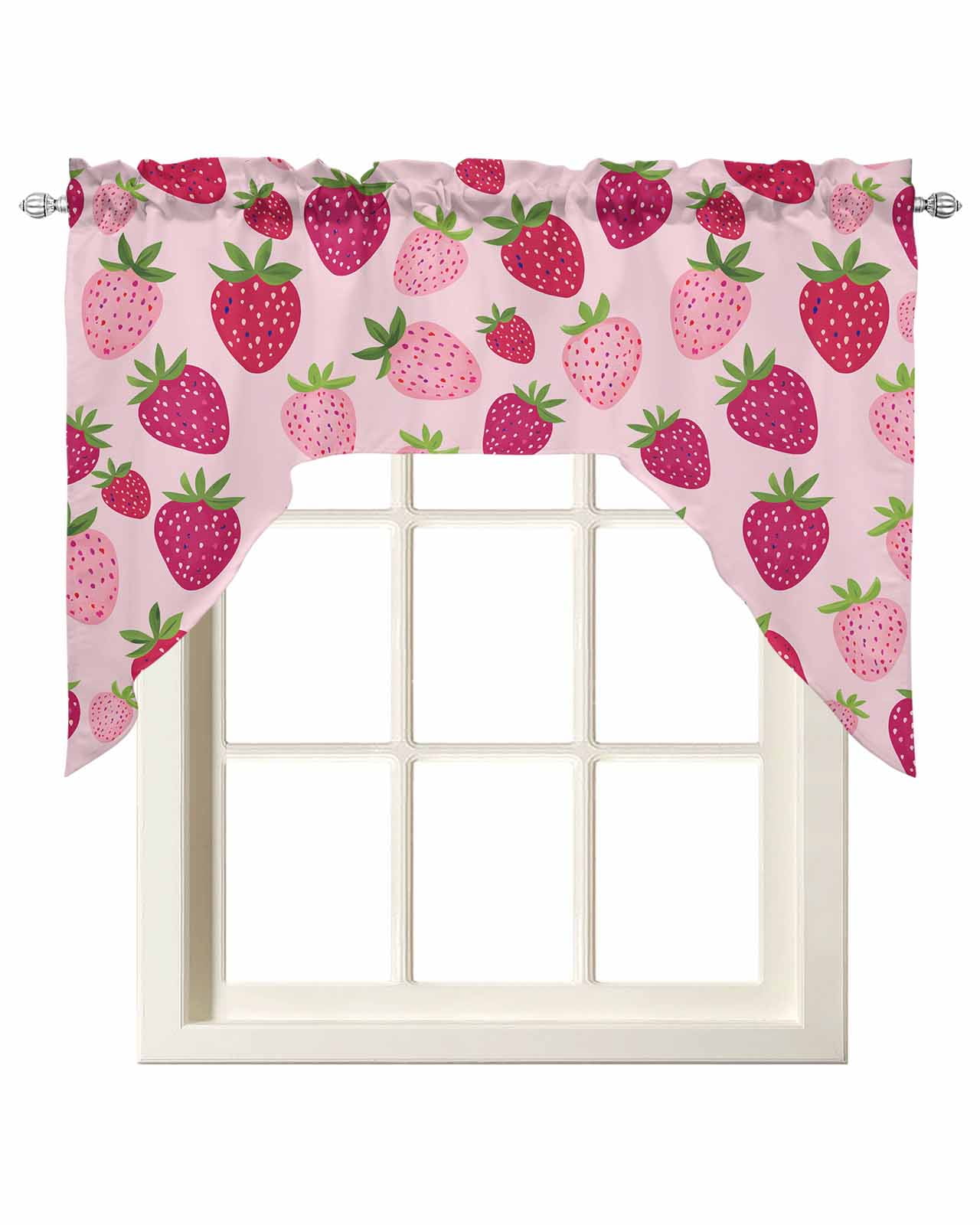 Red Pink Strawberry Kitchen Curtains Swag Valance for Windows/Bathroom ...