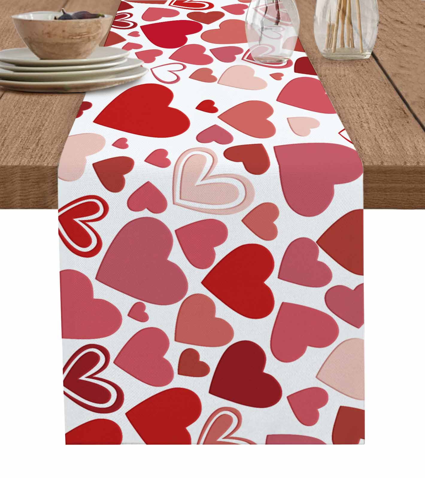 Red Pink Valentines Table Runner Love Heart Pink Red Tablerunners 13 x ...