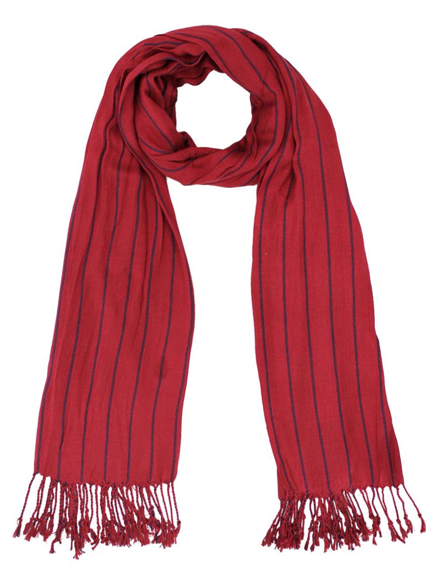 Red Pinstripe Unisex Scarf Wrap With Fringe - Walmart.com