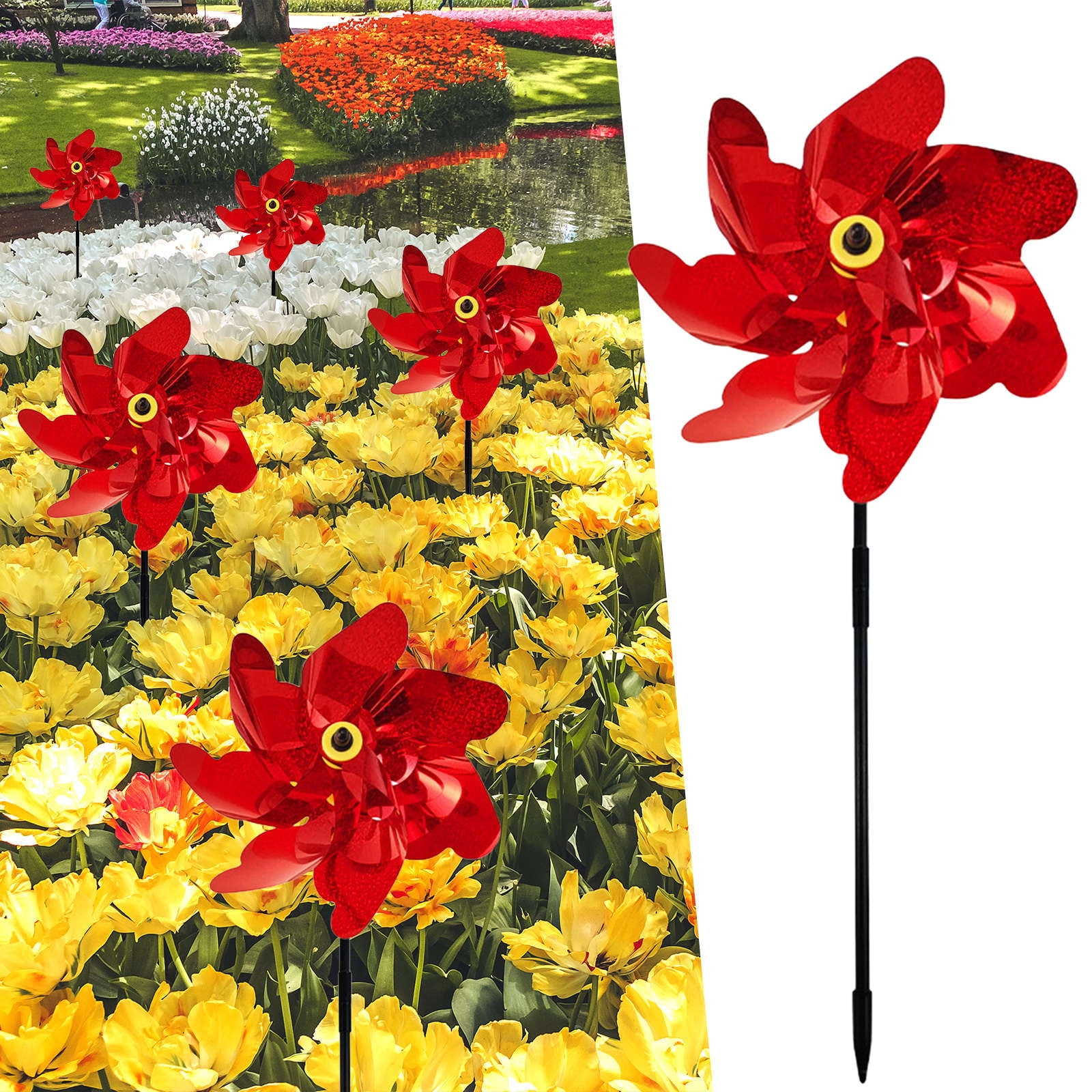 Red Pinwheels Windmill Wind Spinners Outdoor for Yard Garden Lawn Bird ...