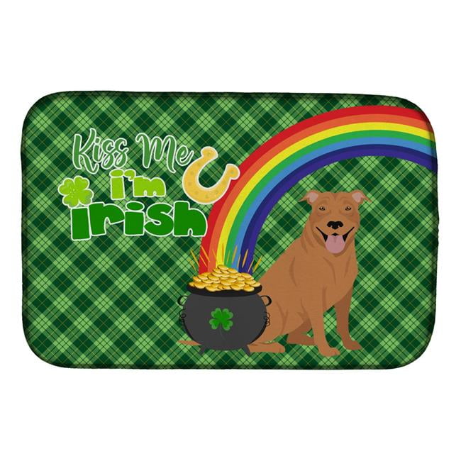 Red Pit Bull Terrier St. Patricks Day Dish Drying Mat - Walmart.com