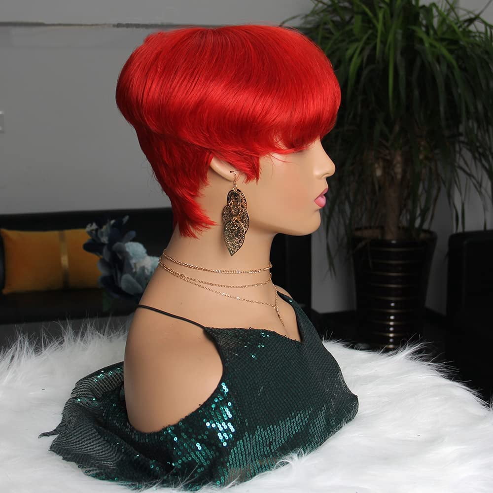 Red Pixie Cut wigs For Black Women Short Wigs For Women With Bangs ...